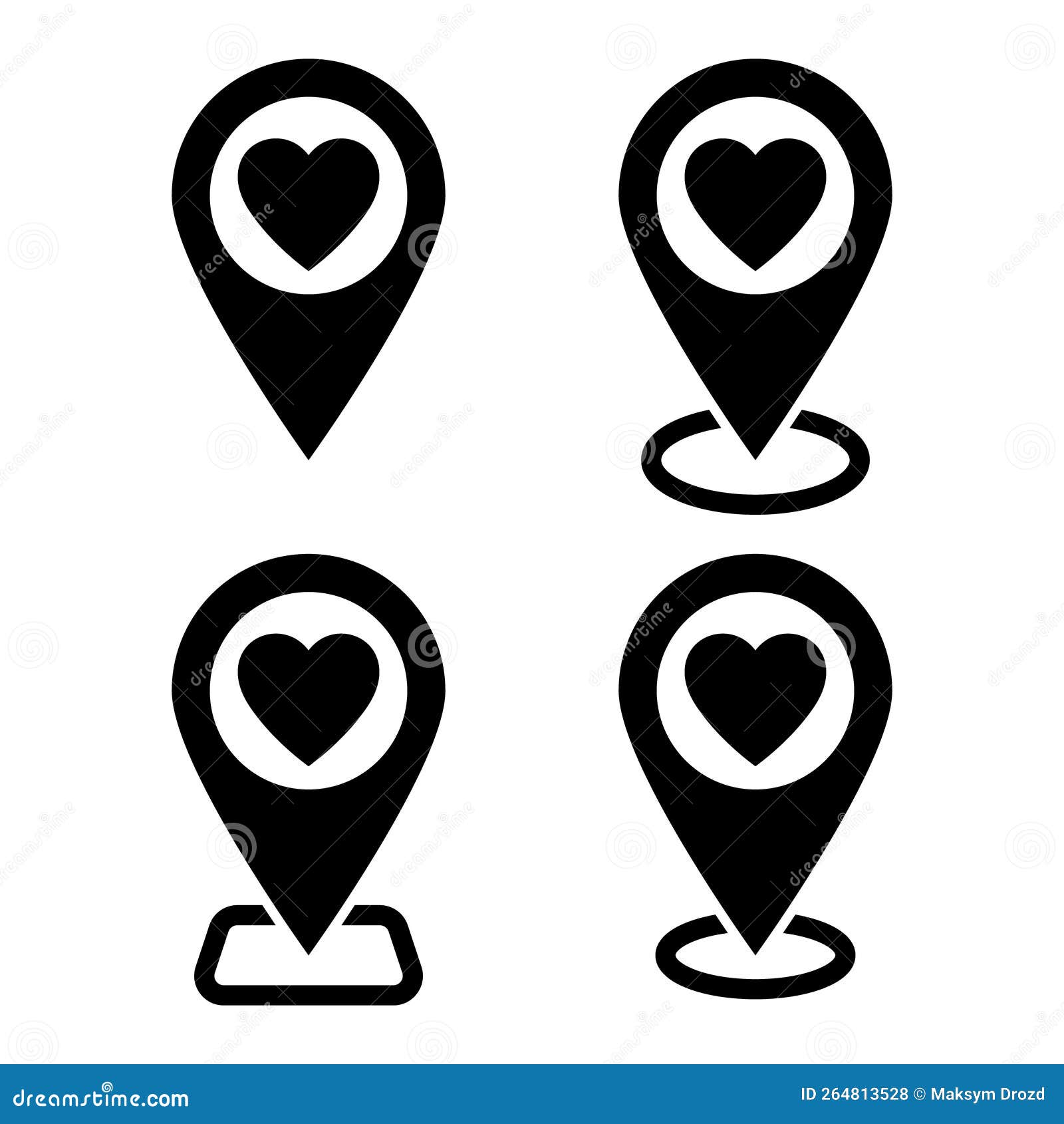 Map Pointer with Heart Icon, Icon with Heart in Gps Navigation Style ...