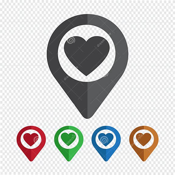 Map pointer heart icon stock vector. Illustration of concept - 64794873
