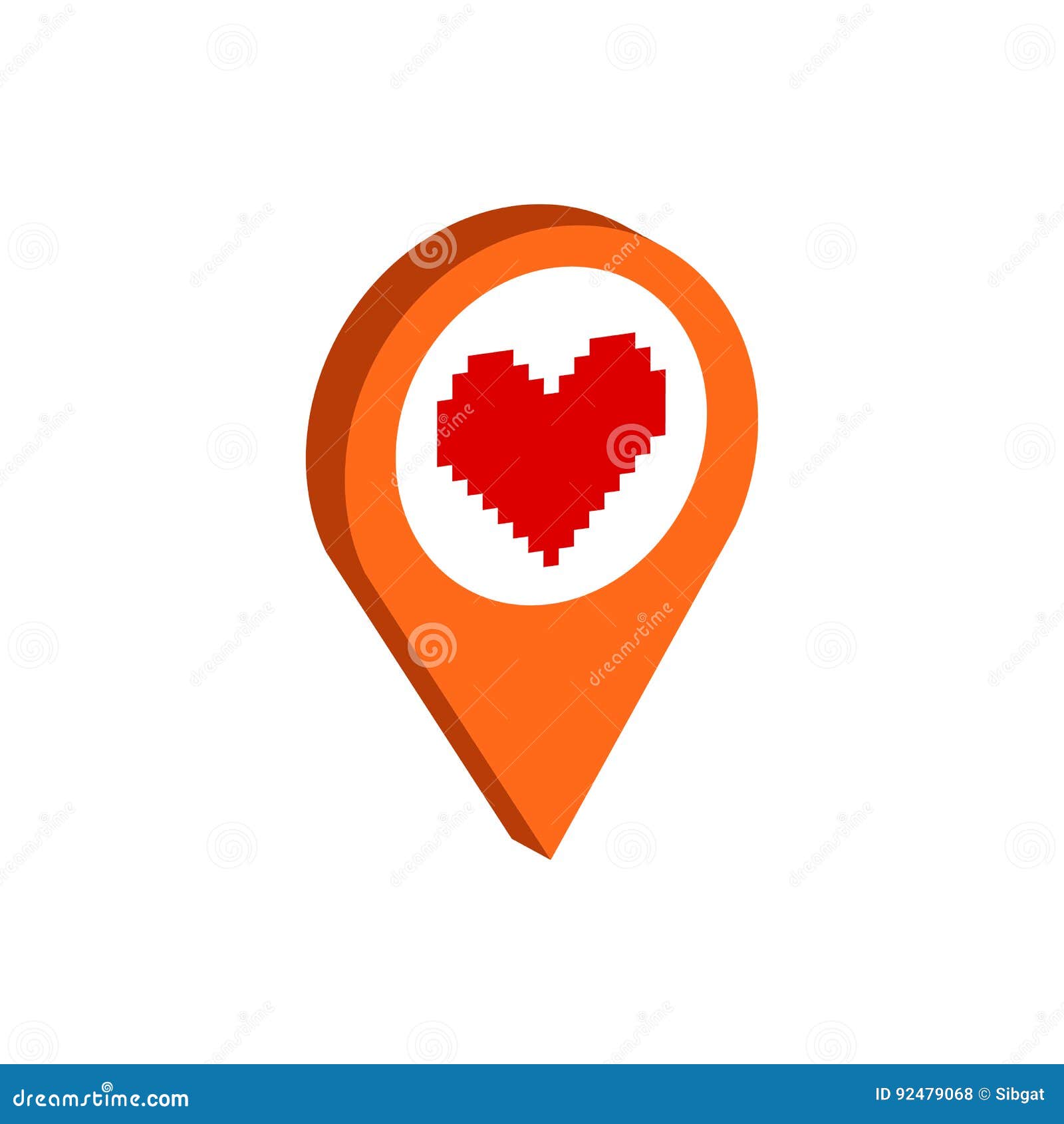 Map Pointer with Heart Symbol. Flat Isometric Icon or Logo Stock Vector ...