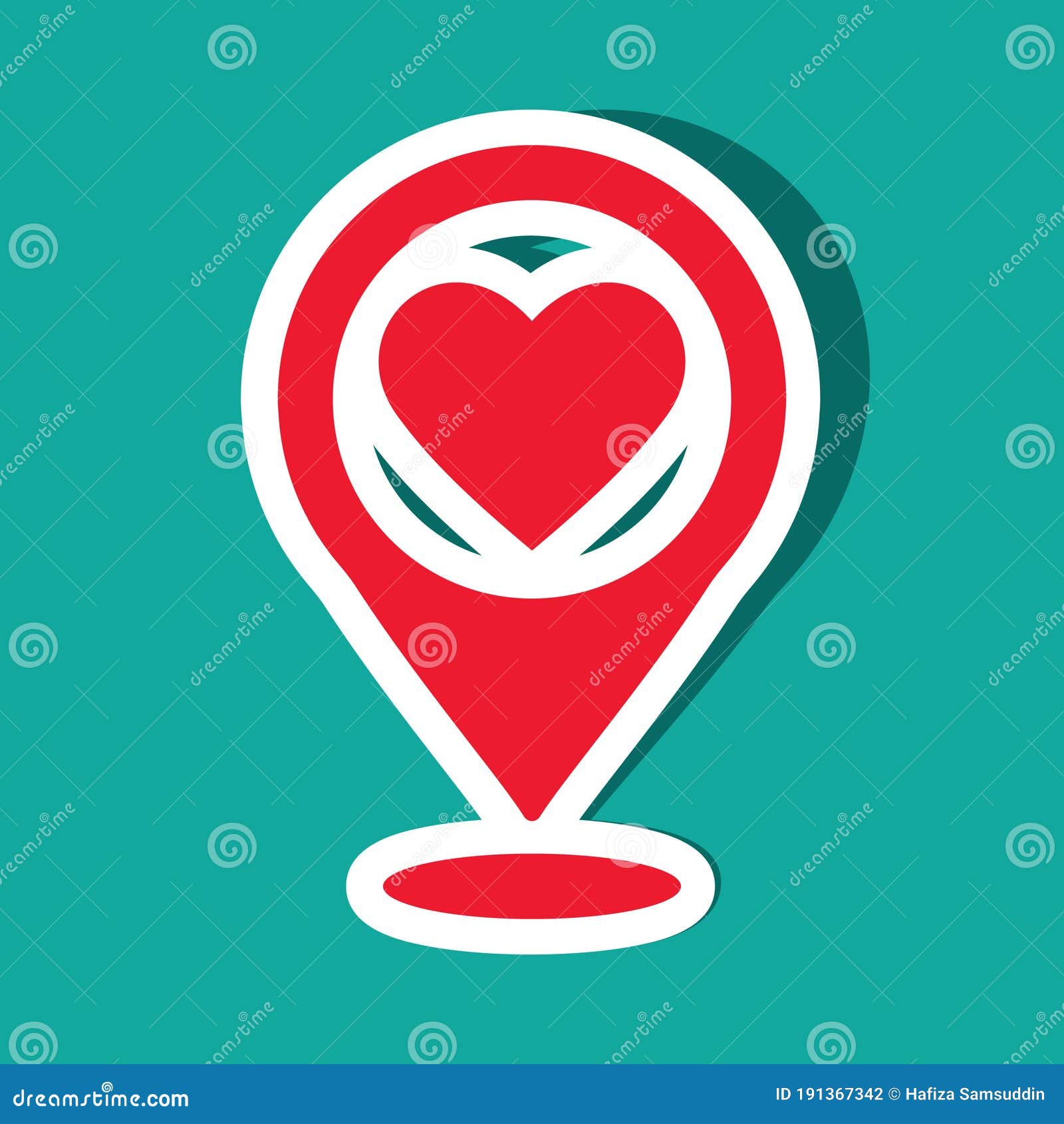 Map Pointer with Heart. Vector Illustration Decorative Design Stock ...