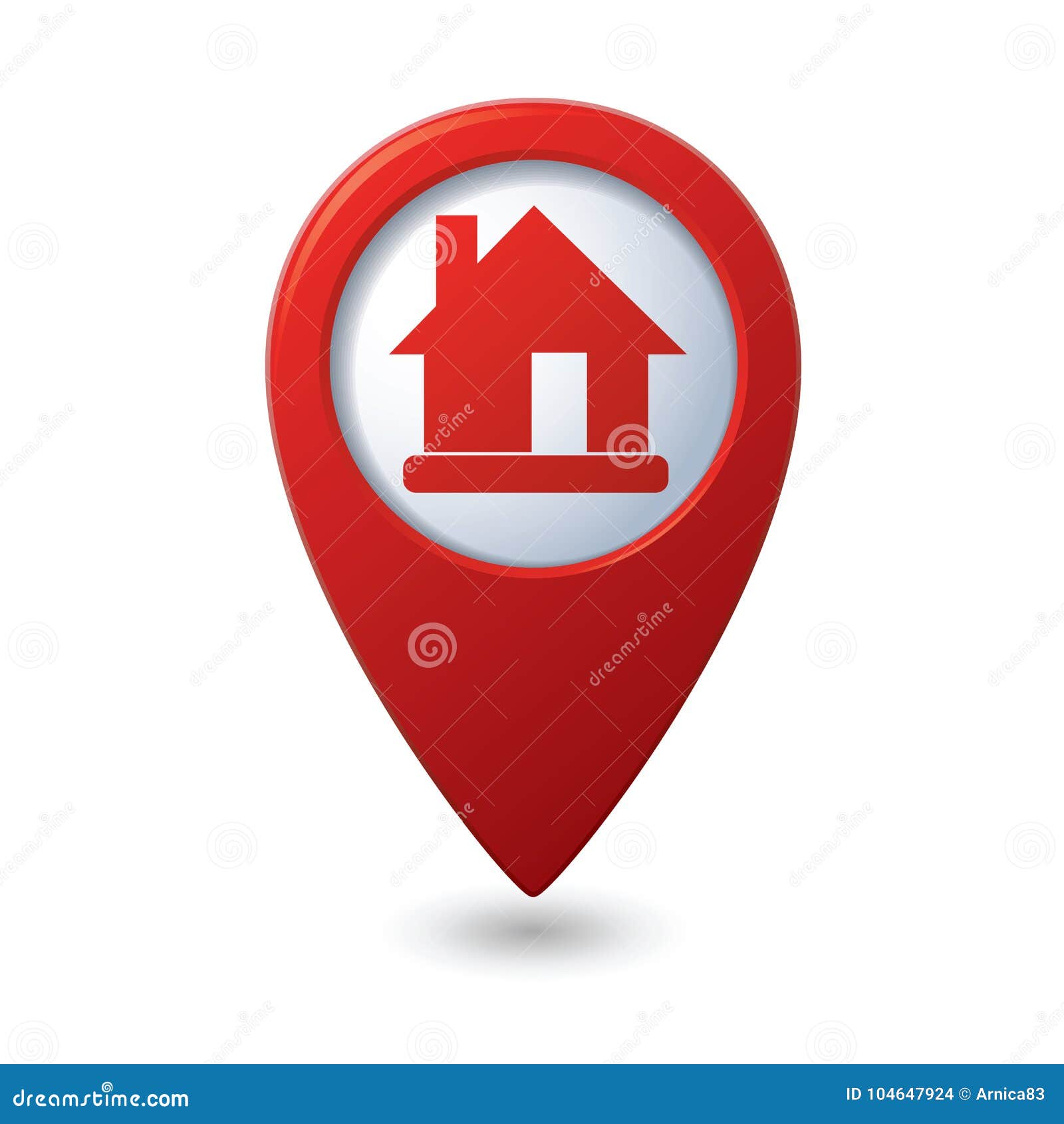 Map pointer with home icon stock vector. Illustration of icon - 104647924