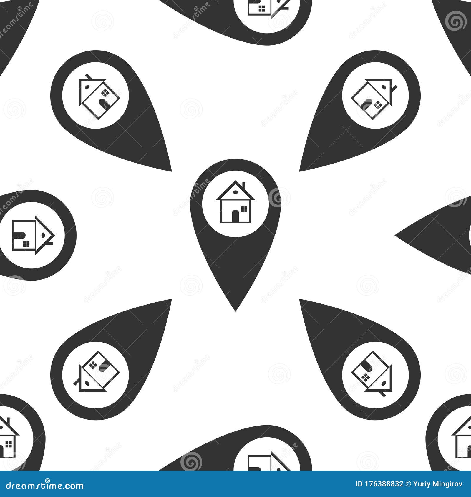 Map Pointer with House Icon Seamless Pattern on White Background. Home ... Map Pointer with House Icon Seamless Pattern on White Background. Home ...