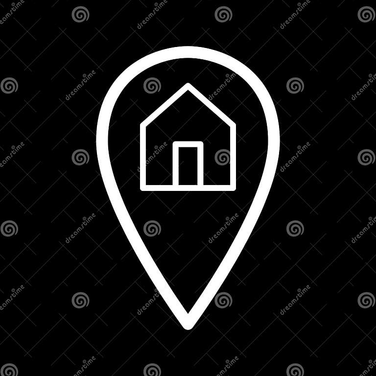 Map Pointer and House Simple Vector Icon. Black and White Illustration ...