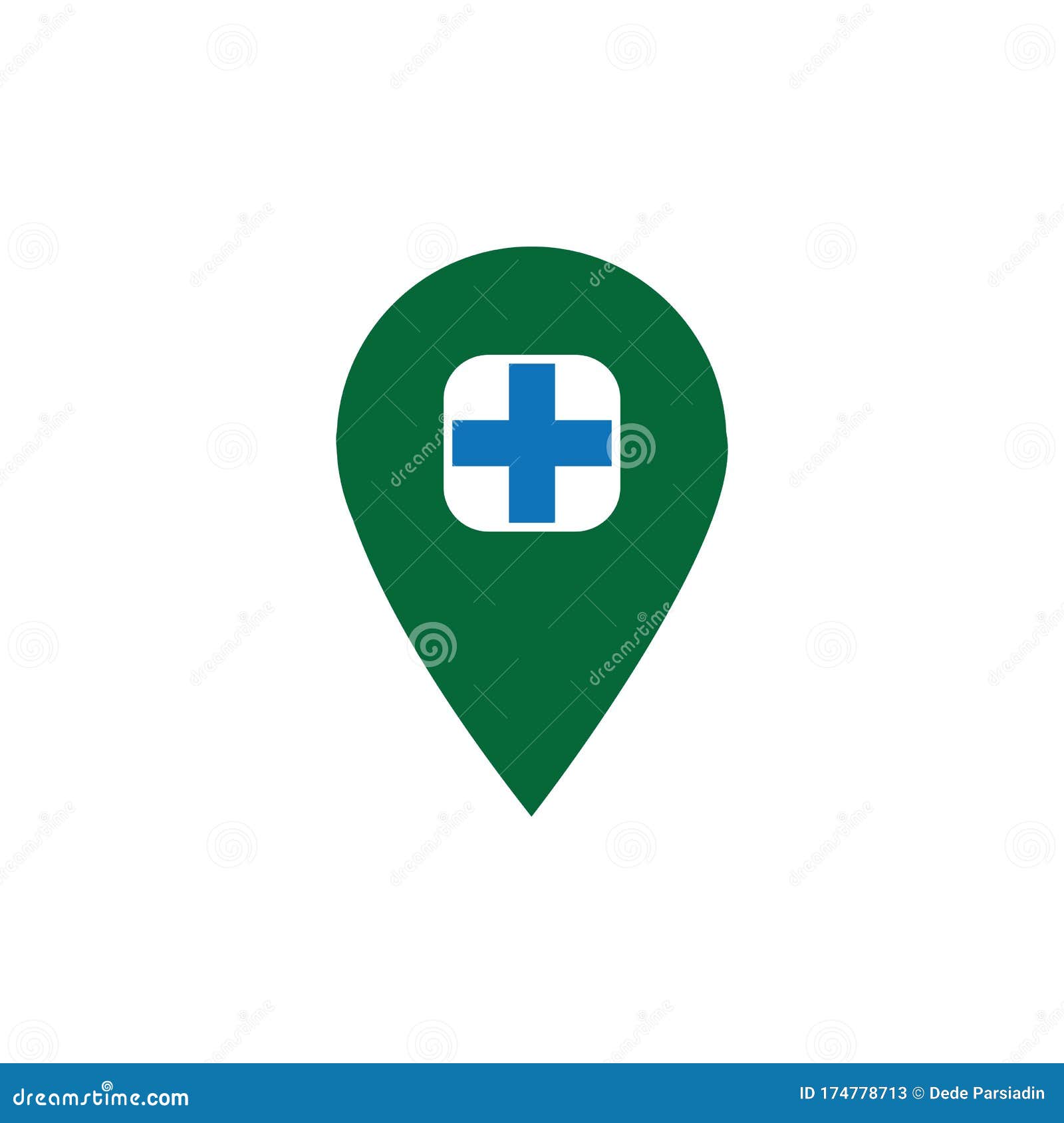 Map Pointer Icon with Cross Hospital Symbol Position Stock Vector ...