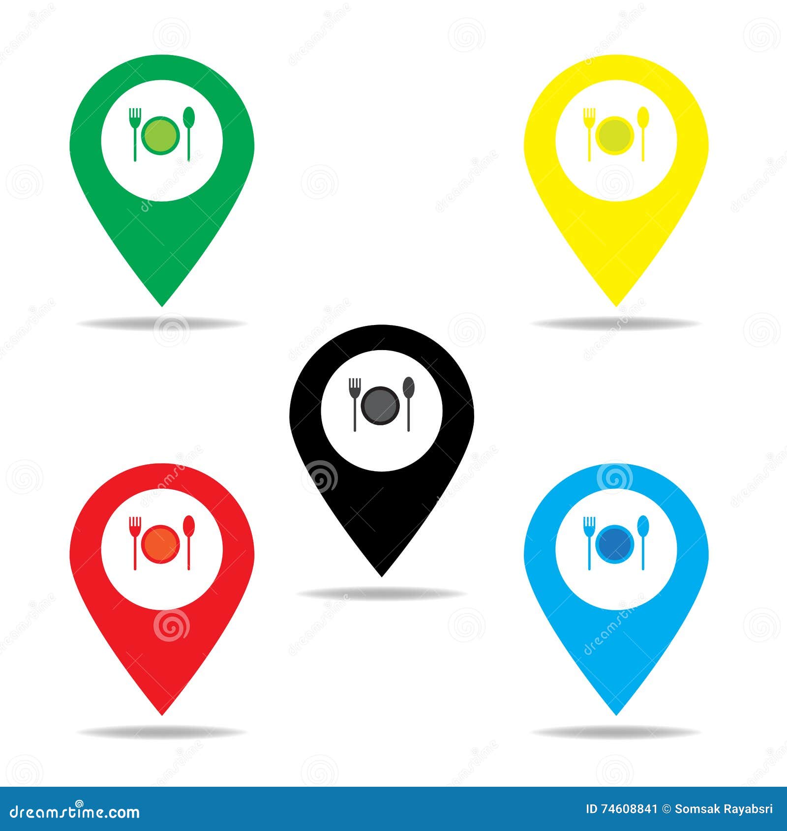 Map pointer icon for food stock illustration. Illustration of meal ...