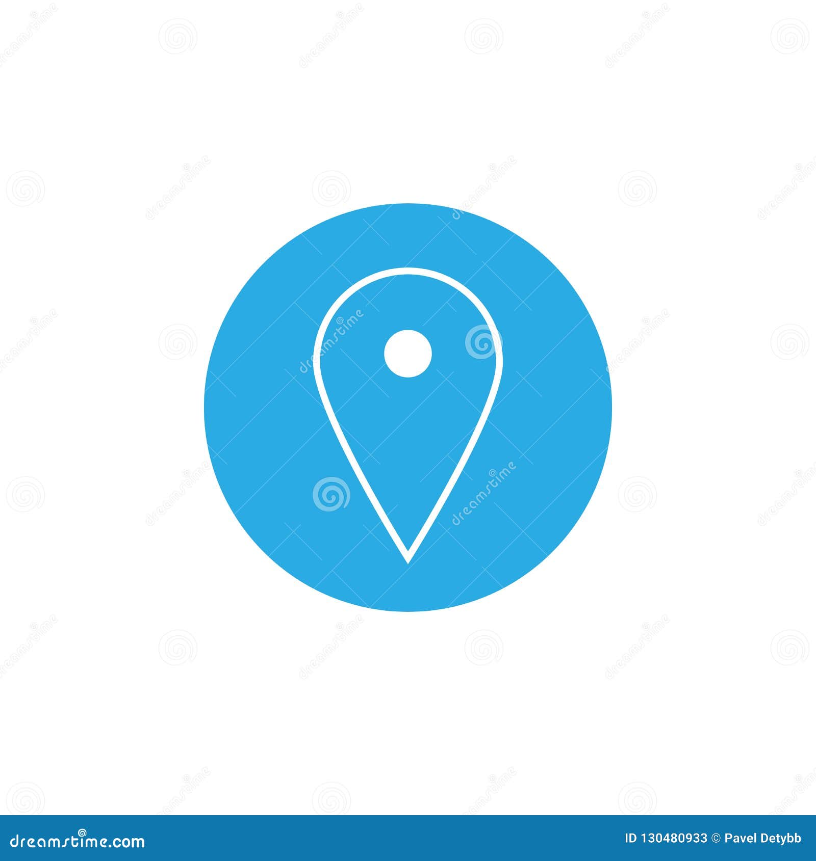 Map Pointer Icon. GPS Location Symbol. Flat Design. White on Blue ...
