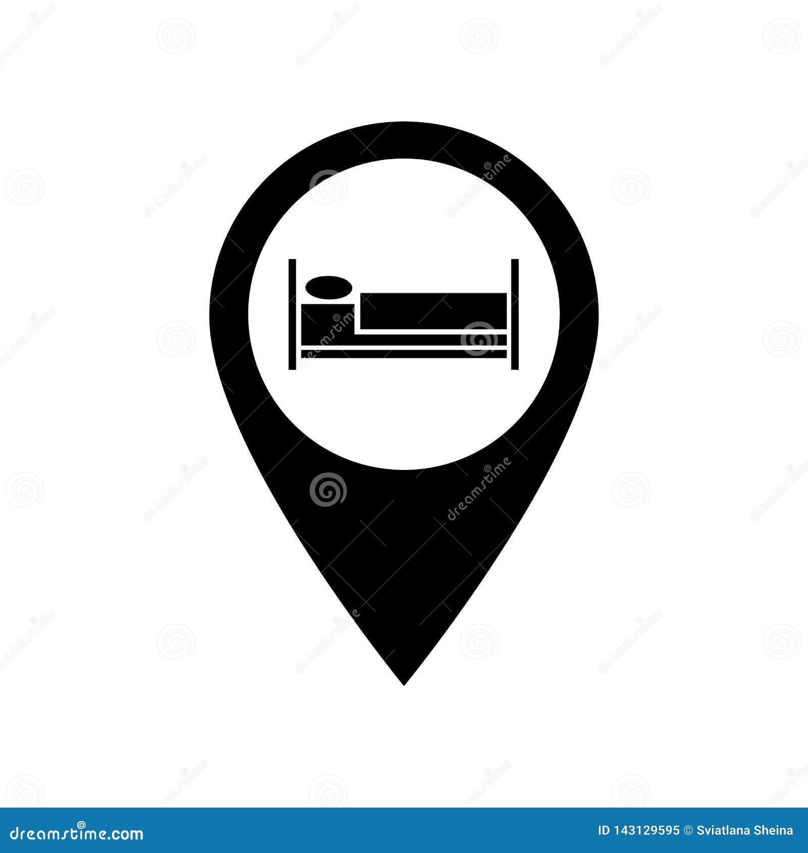 Map Pointer Icon with Hostel or Hotel Sign. Stock Vector - Illustration ...