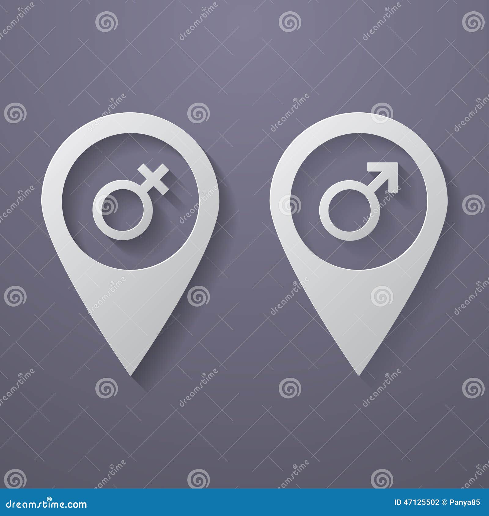 Map Pointer Icon with Male and Female Symbols Stock Vector ...