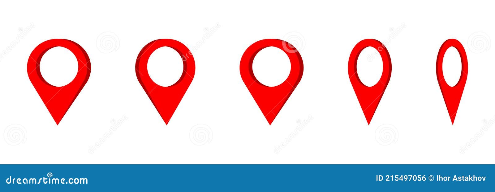 Map Pointer Icon . Set Of 3D Red Location Pointers. Map Pin . Vector ...
