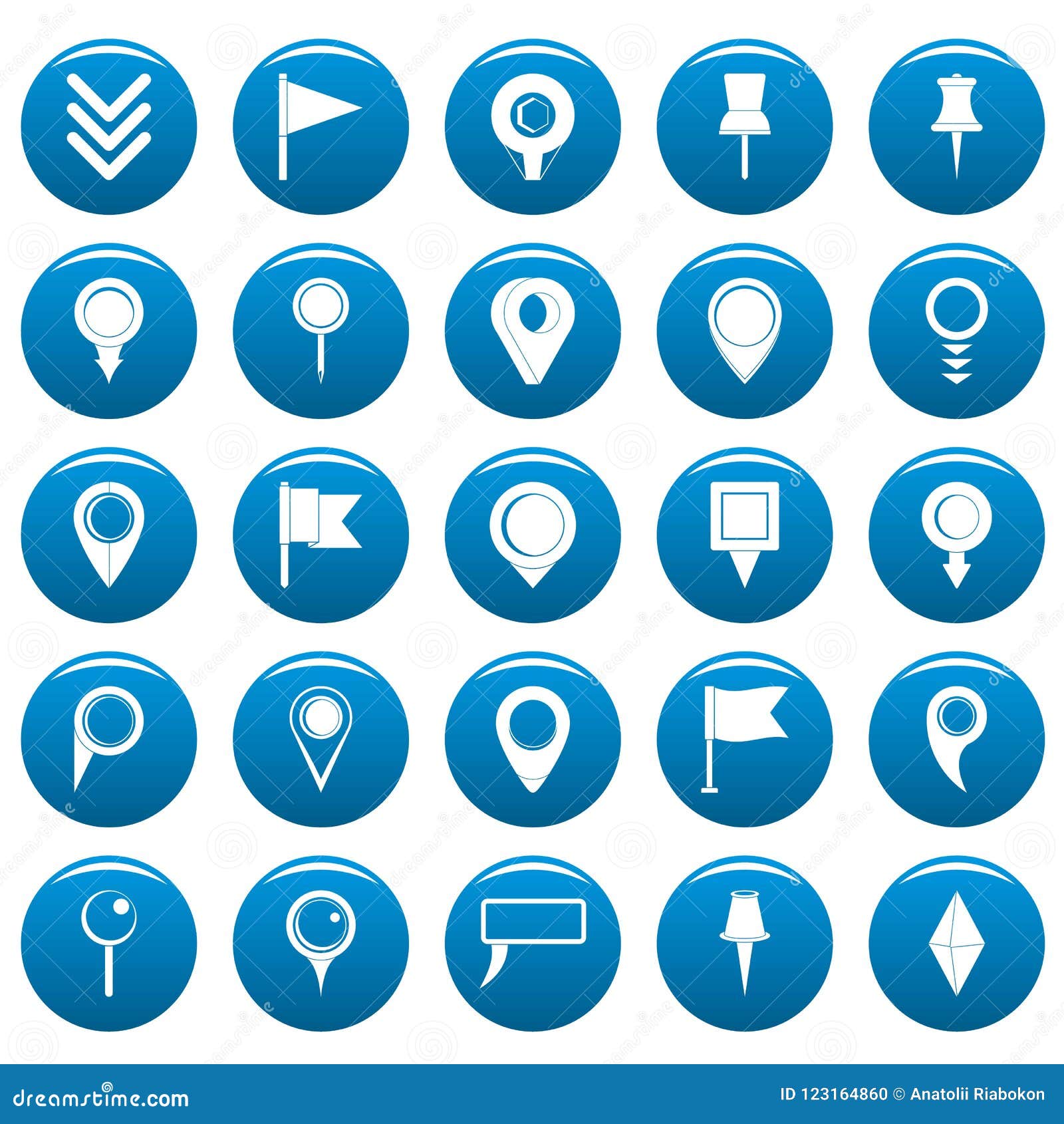 Map Pointer Icons Set Blue, Simple Style Stock Illustration ...
