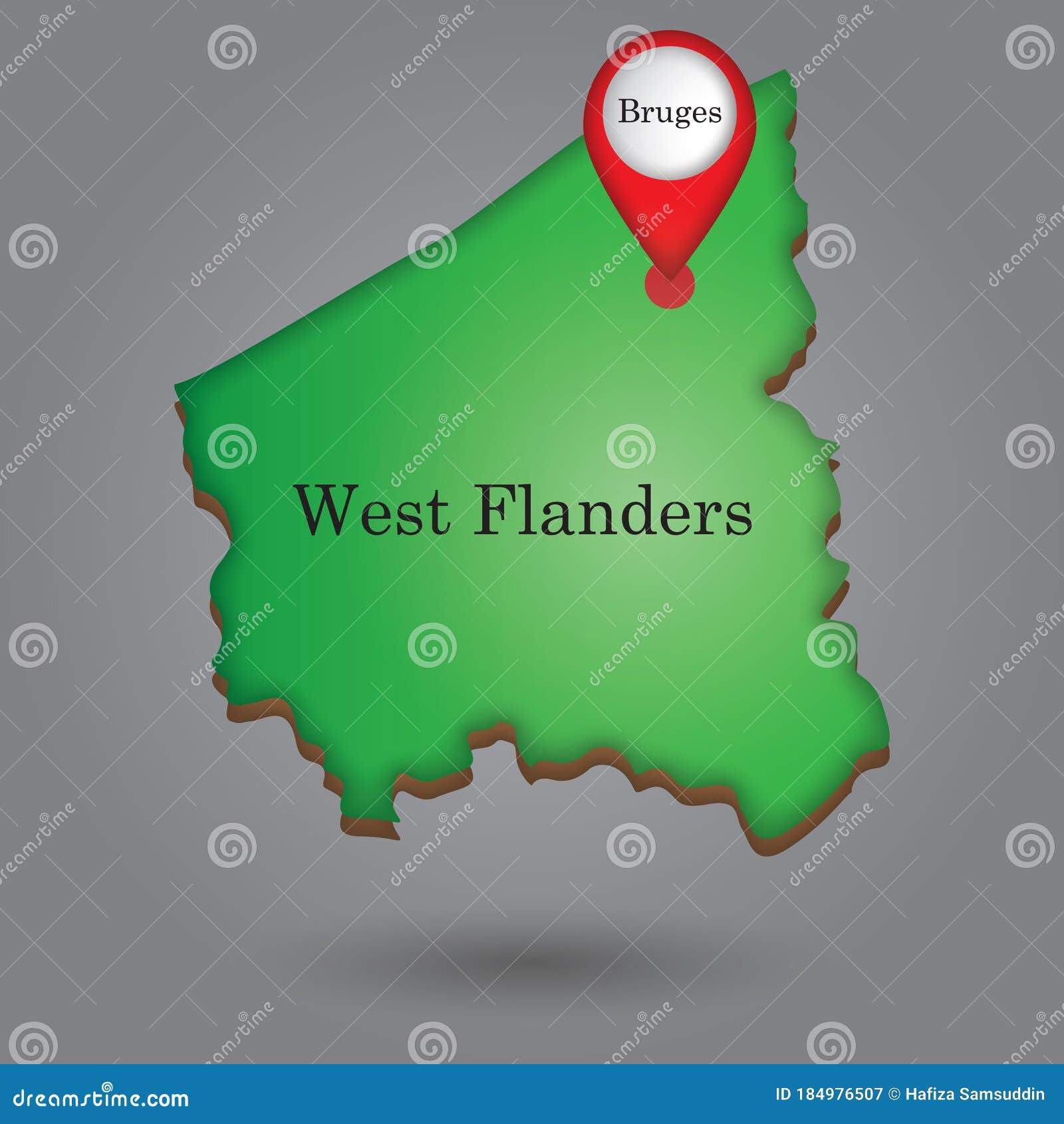 Map Pointer Indicating Bruges on West Flanders. Vector Illustration ...