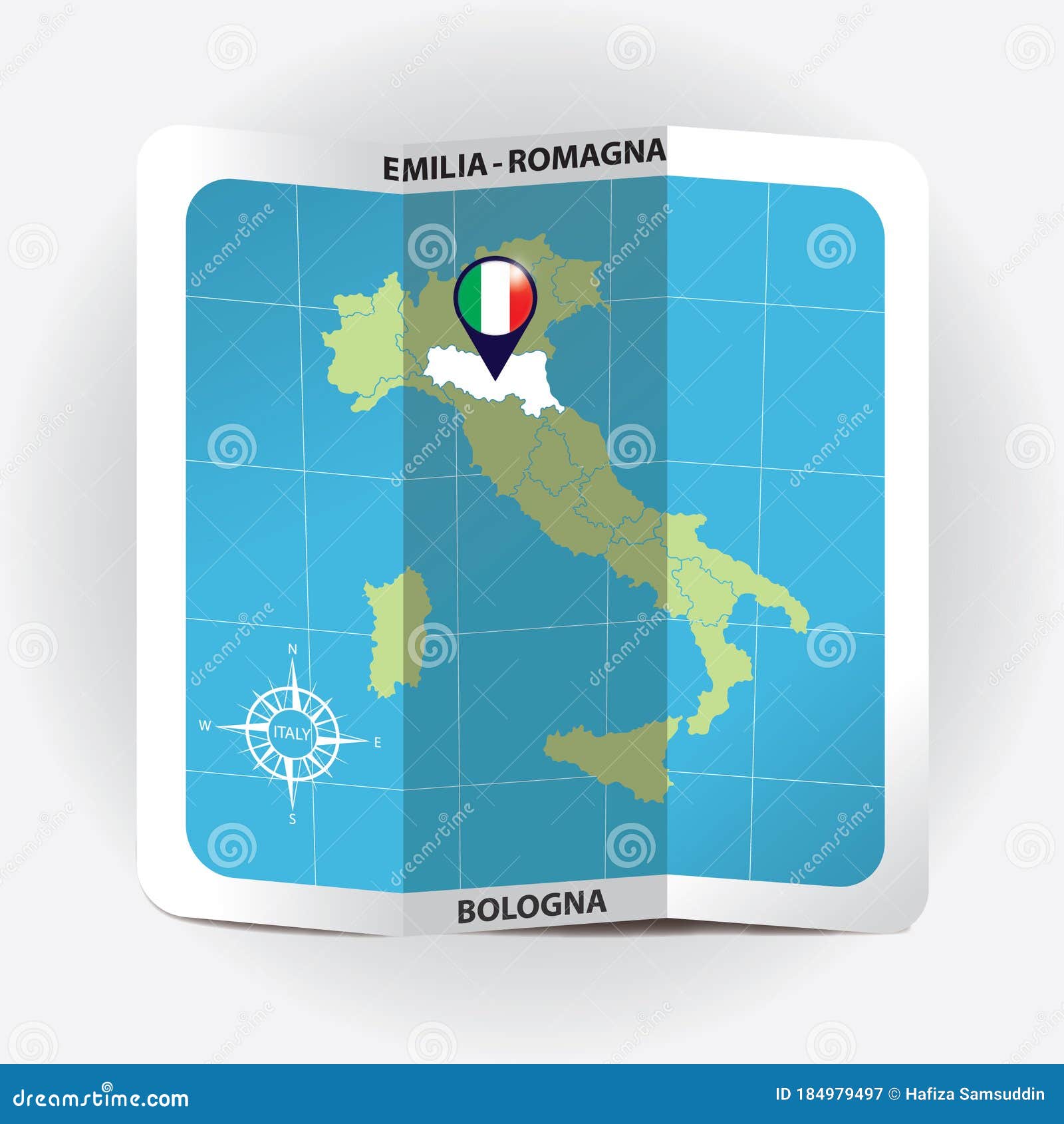 Map Pointer Indicating Emilia-romagna on Italy Map. Vector Illustration ...