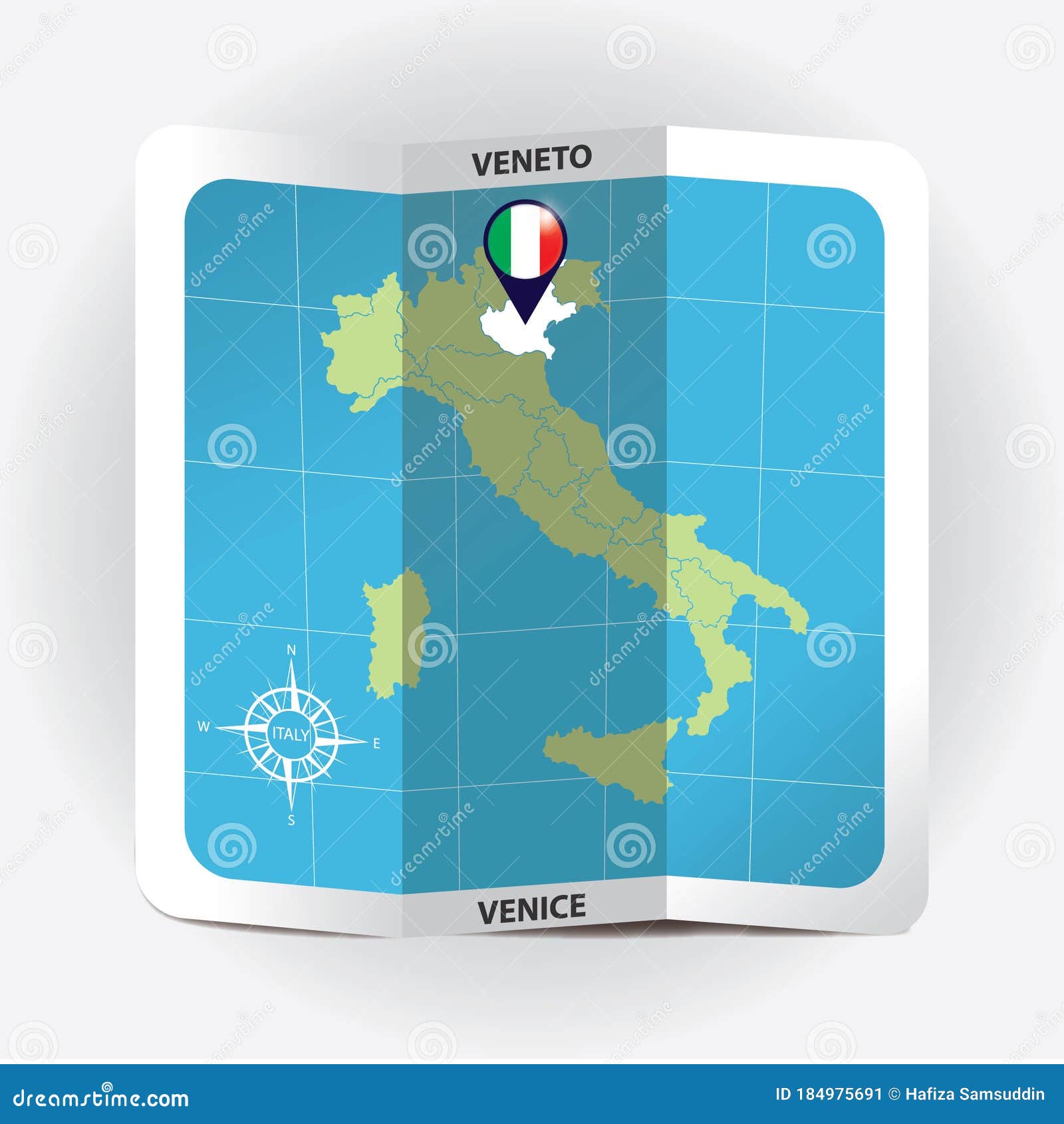 Map Pointer Indicating Veneto on Italy Map. Vector Illustration ...