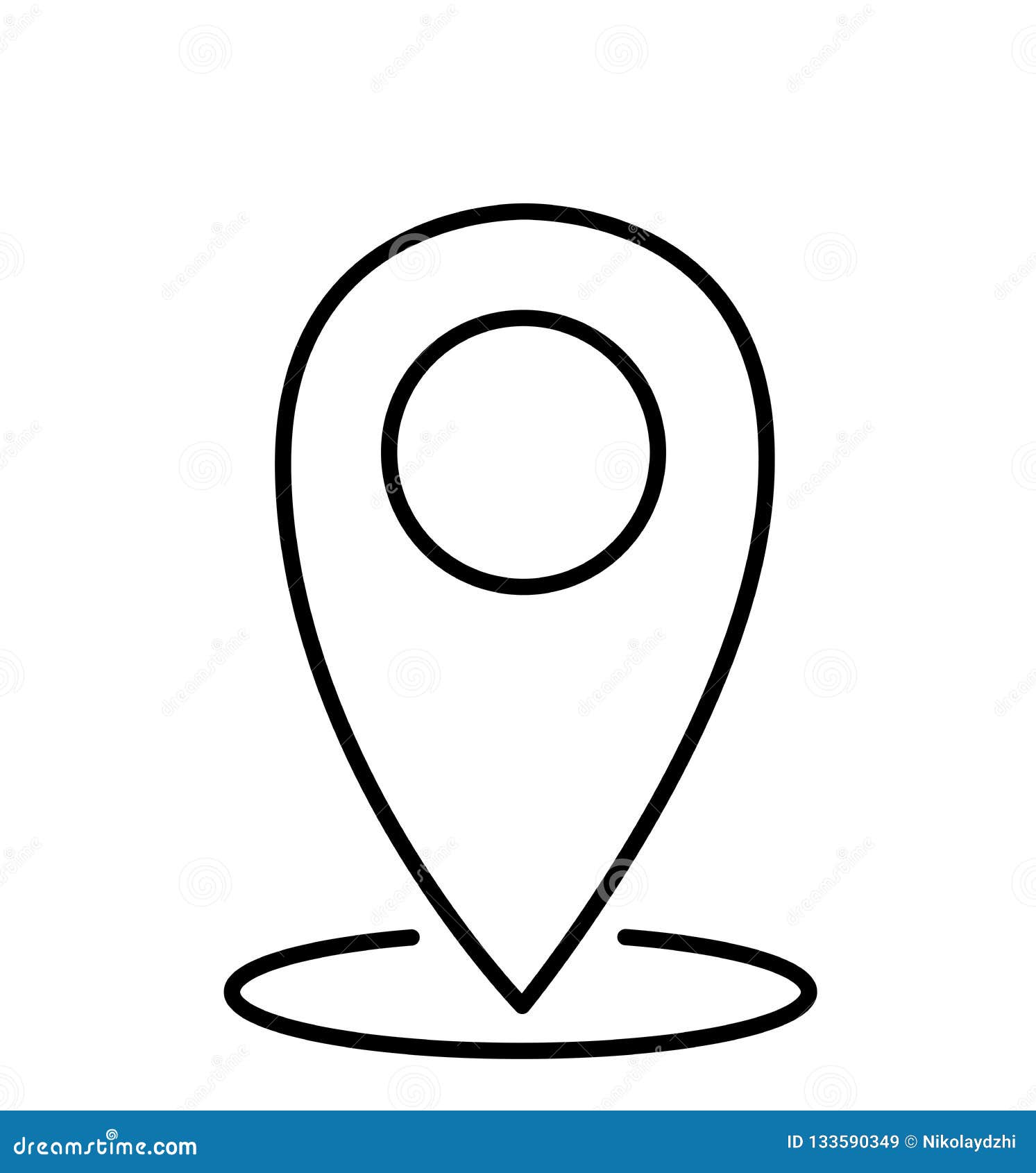 Map Pointer Line Icon Gps Sign Web and Mobile App Vector Isolated on White Stock Vector ...
