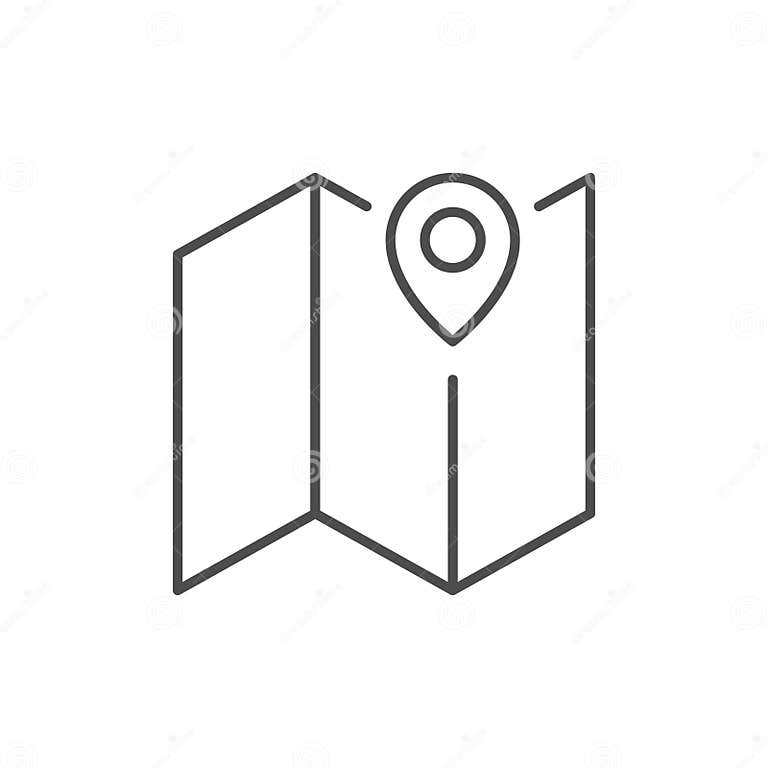 Map with pointer line icon stock illustration. Illustration of ...