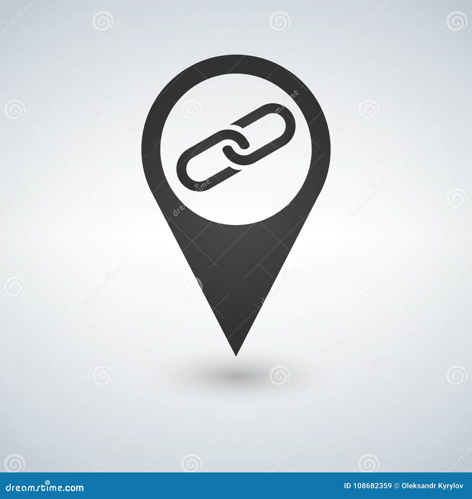 Map Pointer with Link. Icon. Stock Illustration - Illustration of chain ...