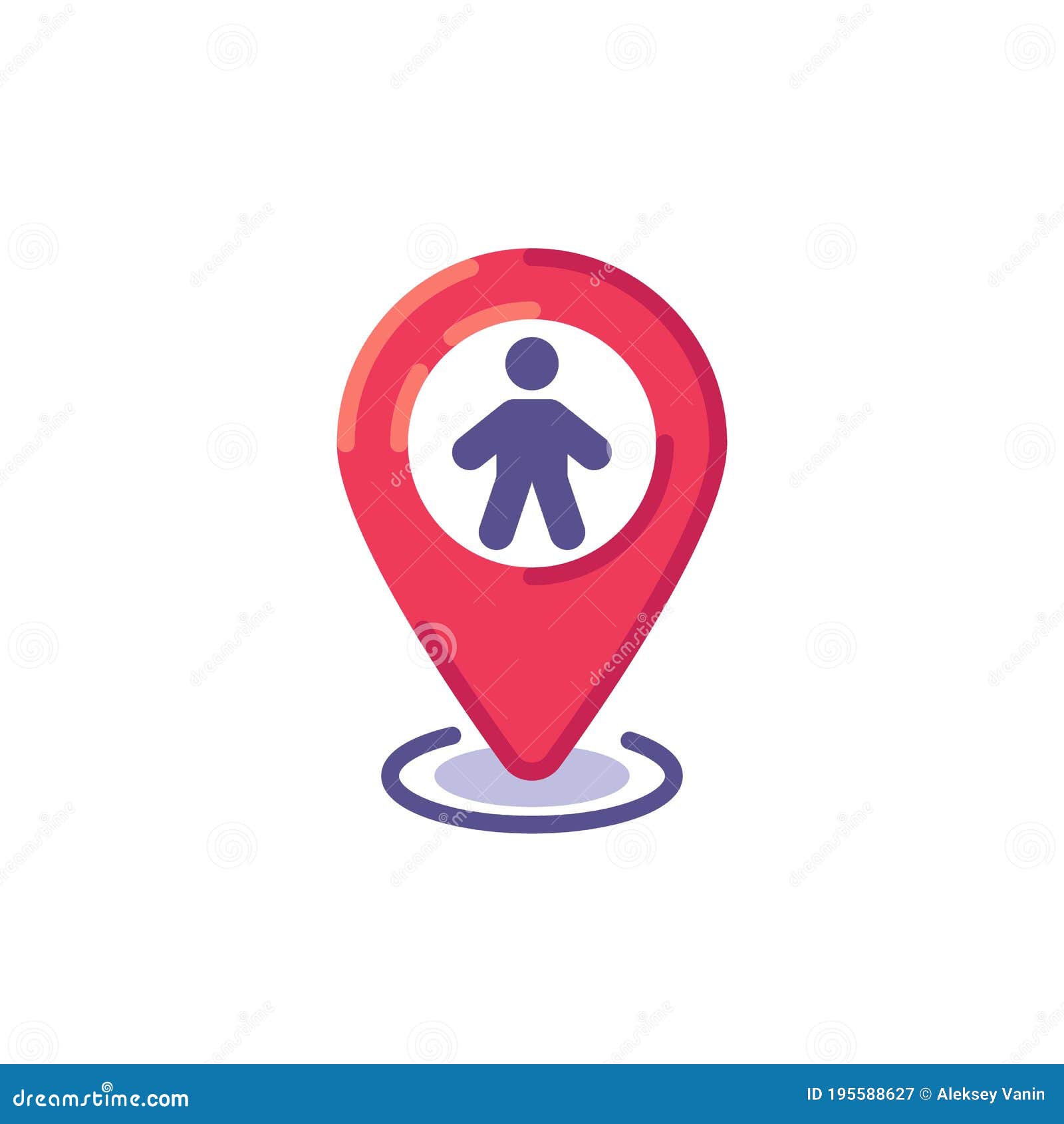 Map Pointer with Man Flat Icon Stock Vector - Illustration of color ...