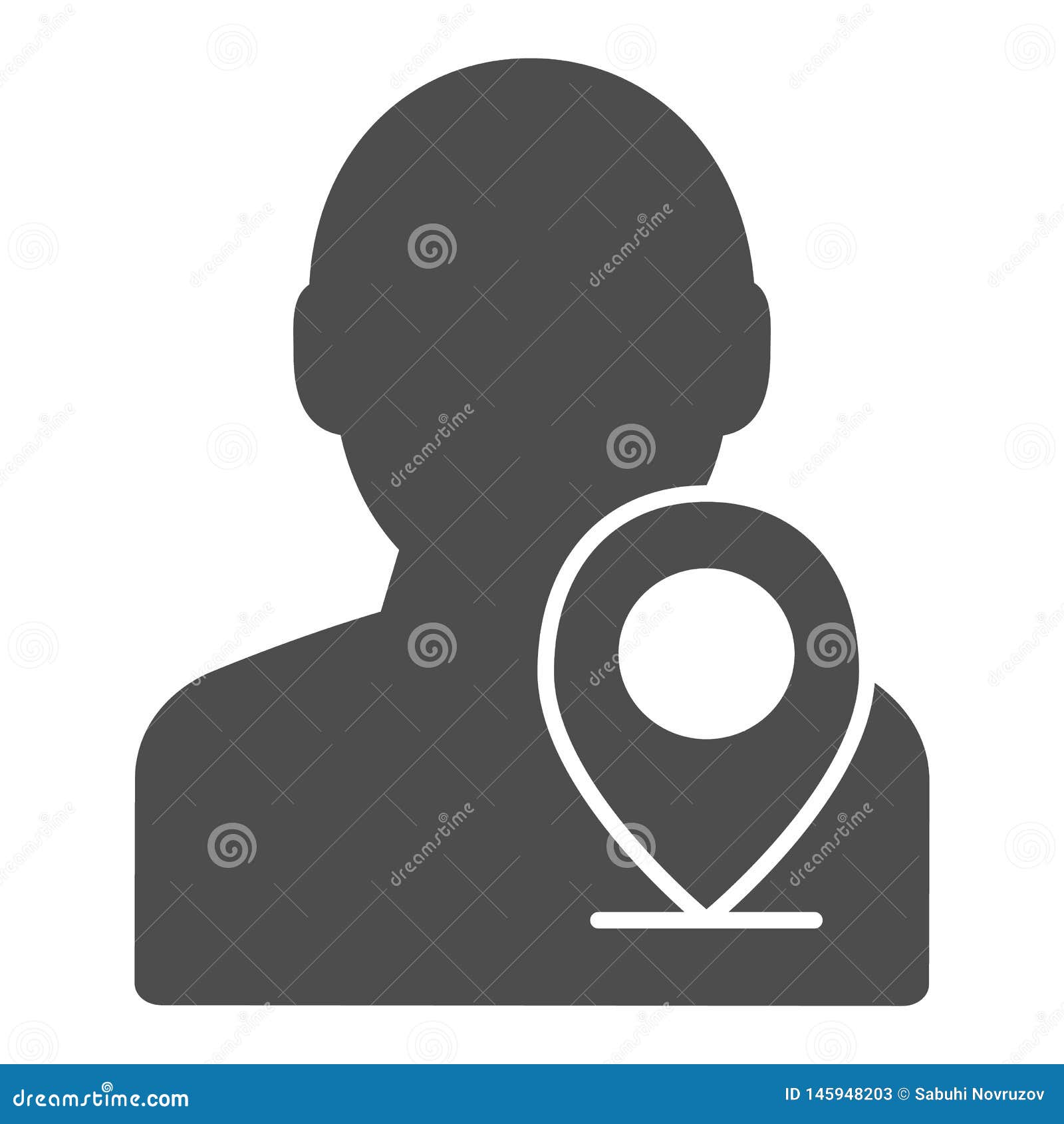 Map Pointer with Man Solid Icon. Person Location Vector Illustration ...
