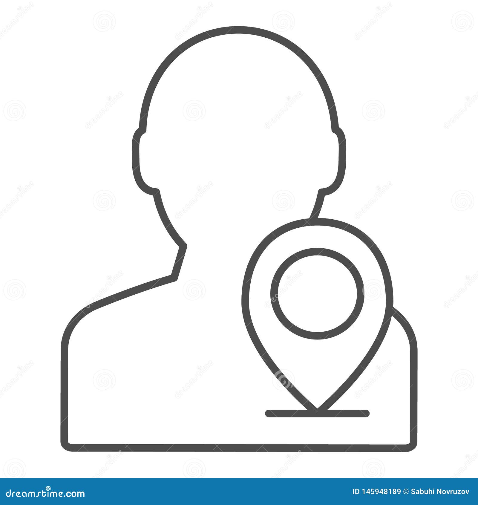 Map Pointer with Man Thin Line Icon. Person Location Vector ...