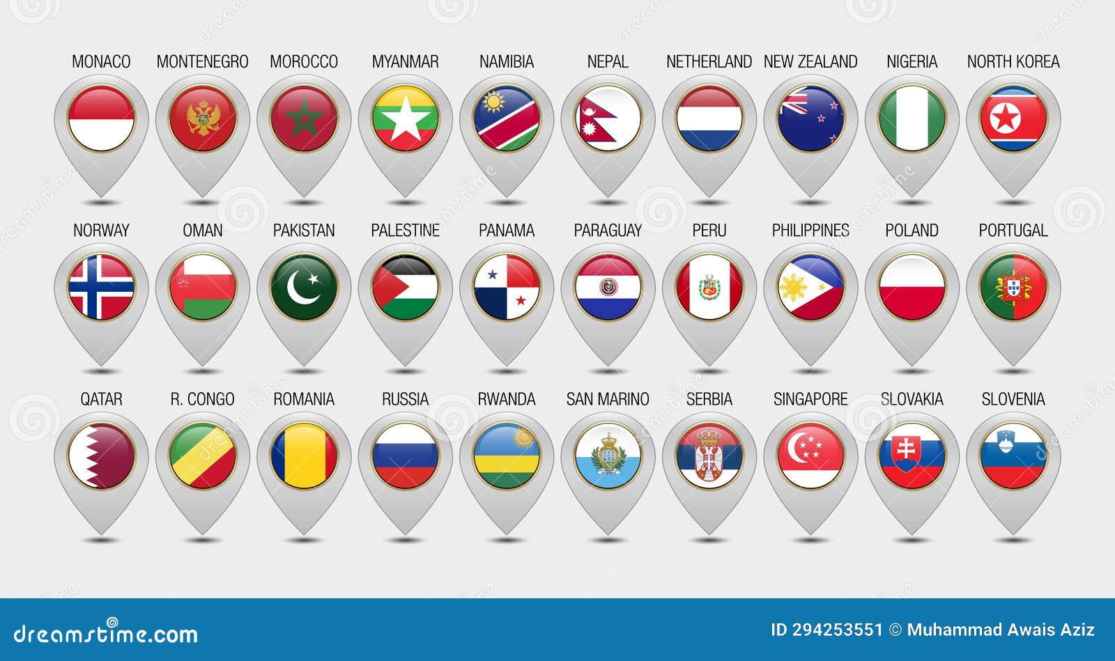 Map Pointer or Marker with Flags Design Template Stock Vector ...