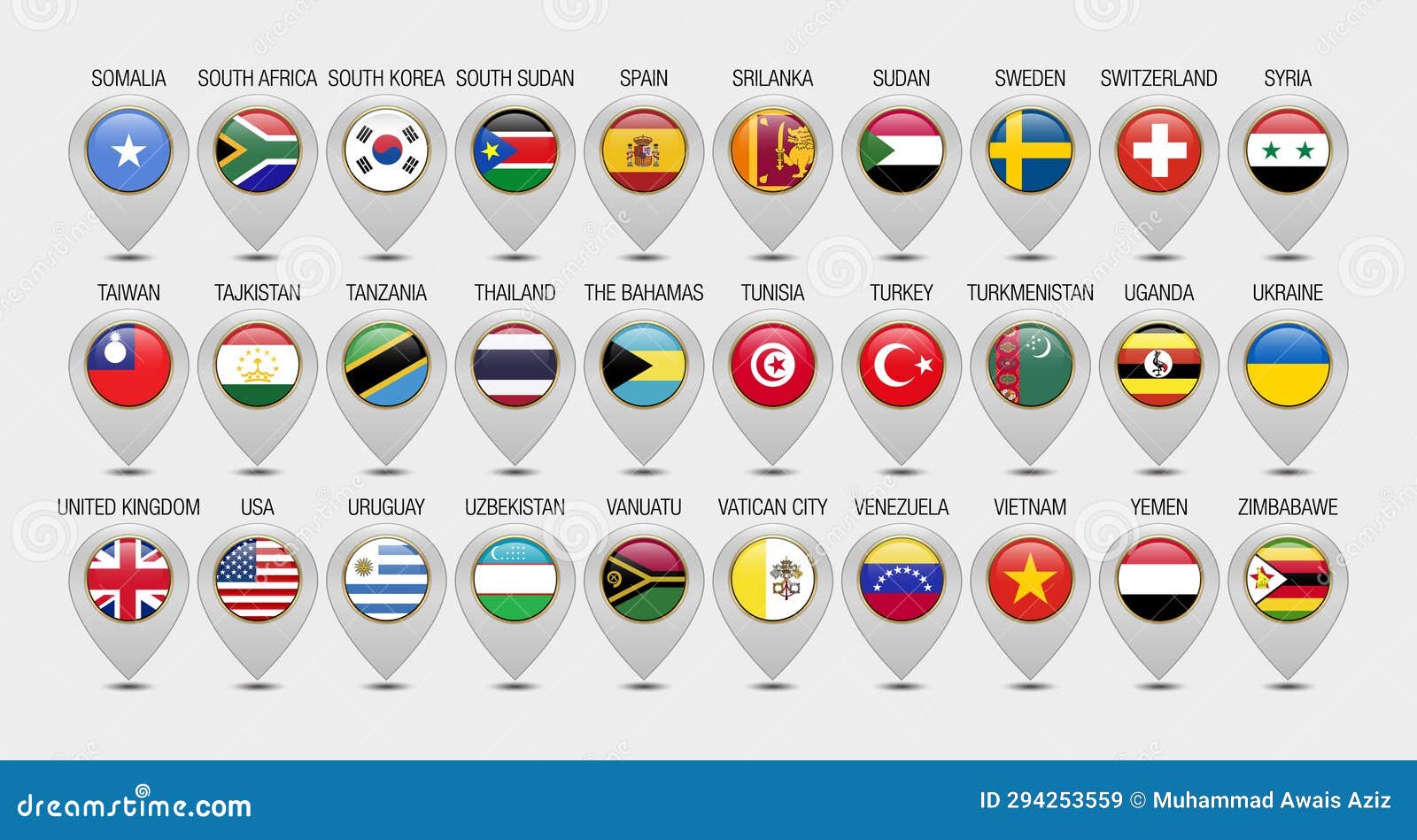 Map Pointer or Marker with Flags Design Template Stock Vector ...