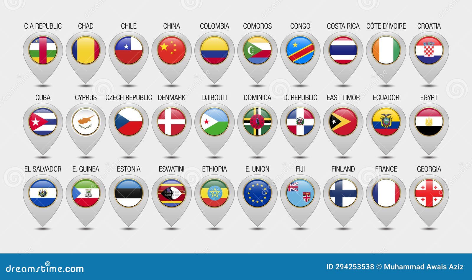 Map Pointer or Marker with Flags Design Template Stock Vector ...