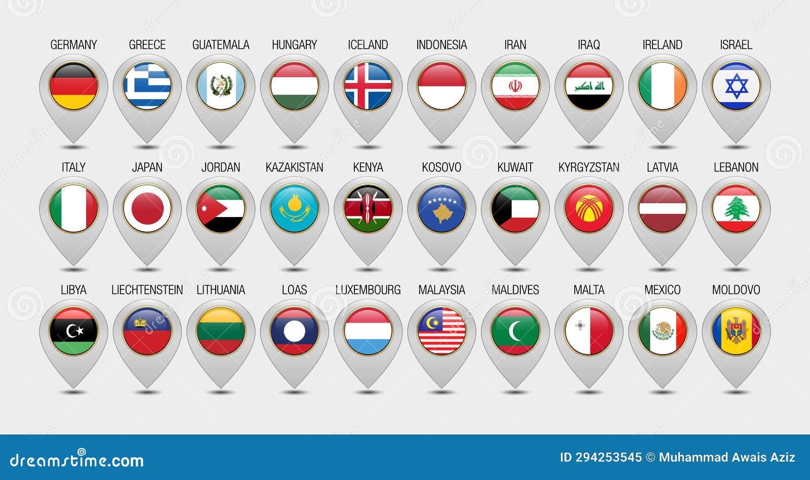 Map Pointer or Marker with Flags Design Template Stock Vector ...