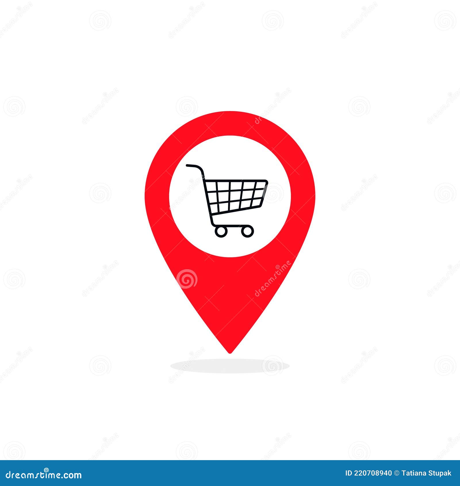 Map Pointer Marker with Shopping Cart Icon, Map Pin, GPS Location ...