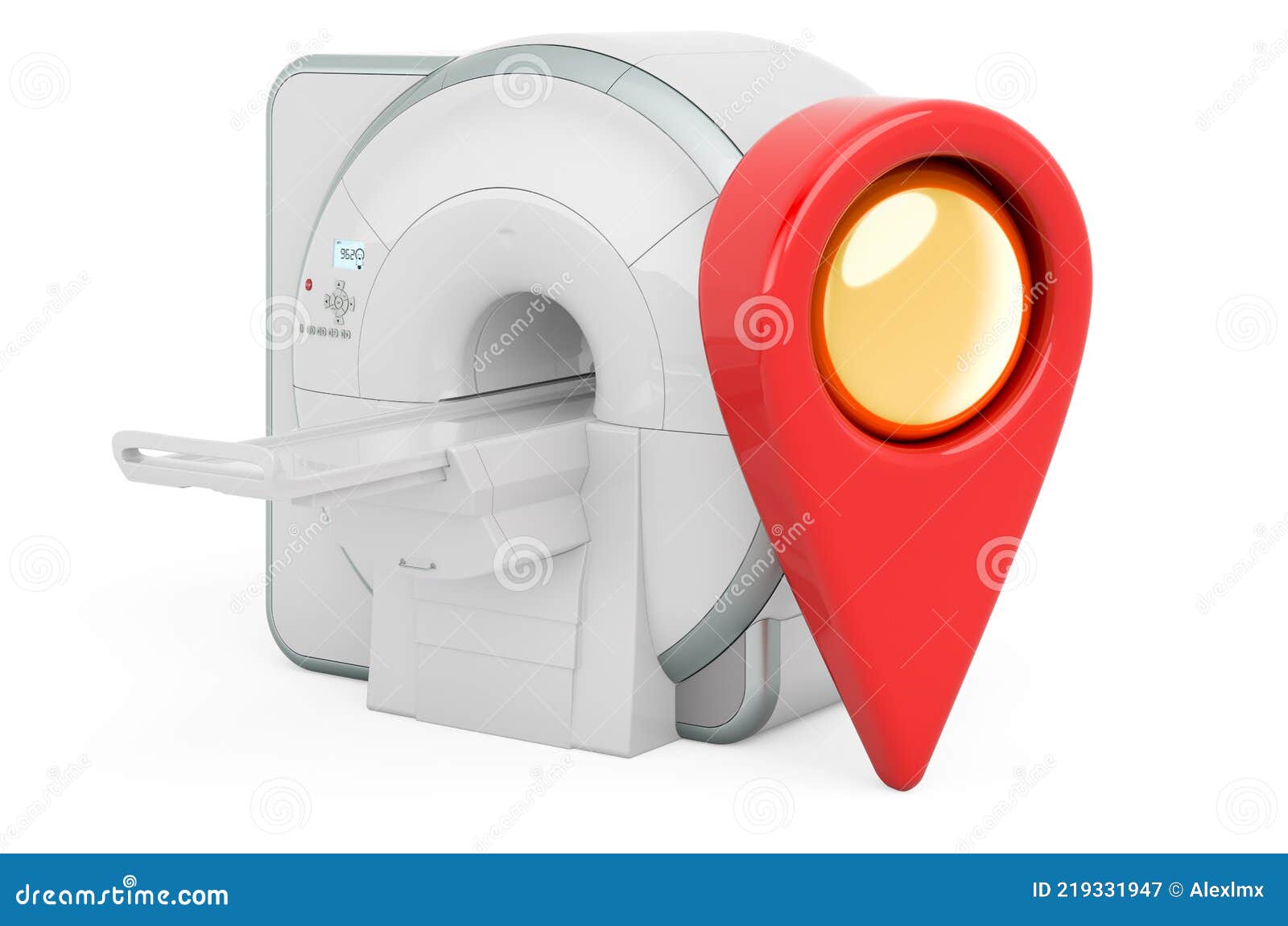 Map Pointer with MRI Magnetic Resonance Imaging Scanner, 3D Rendering ...