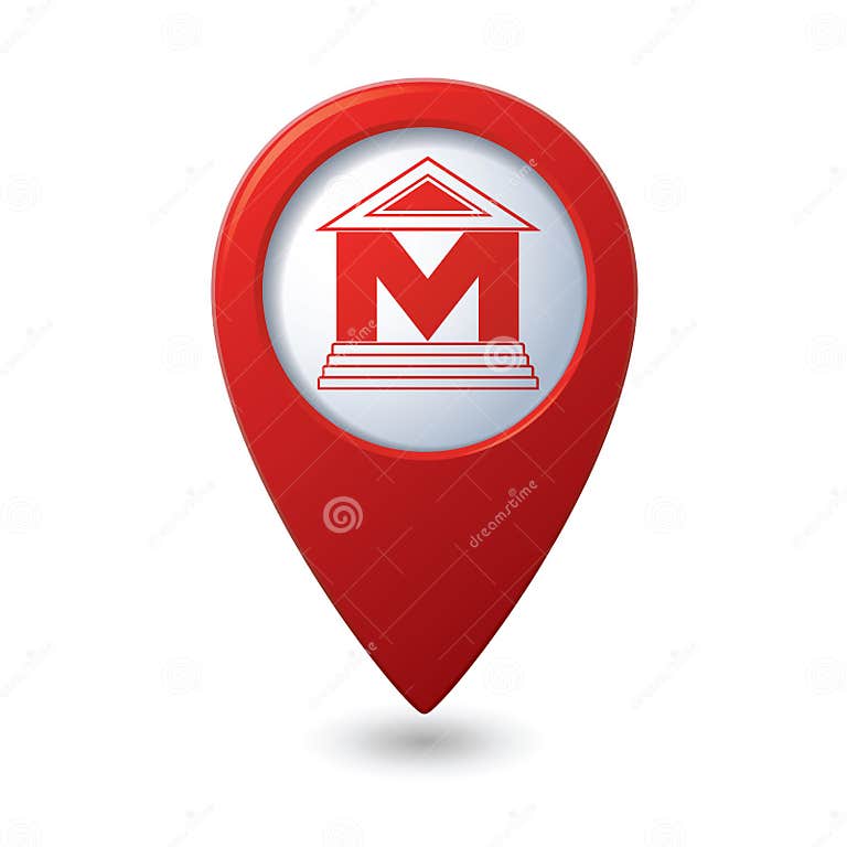 Map Pointer with Museum Icon Stock Vector - Illustration of business ...
