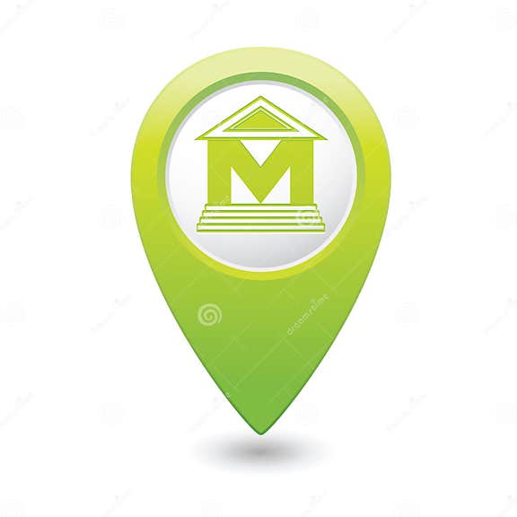 Map Pointer with Museum Icon Stock Vector - Illustration of archeology ...