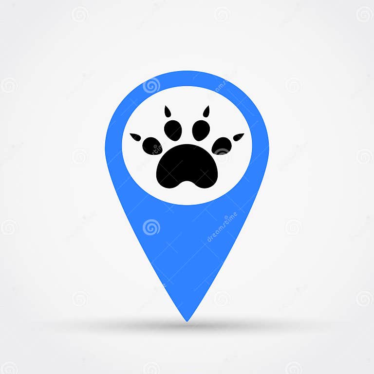 Map Pointer with Paw Vector Icon. Stock Vector - Illustration of ...