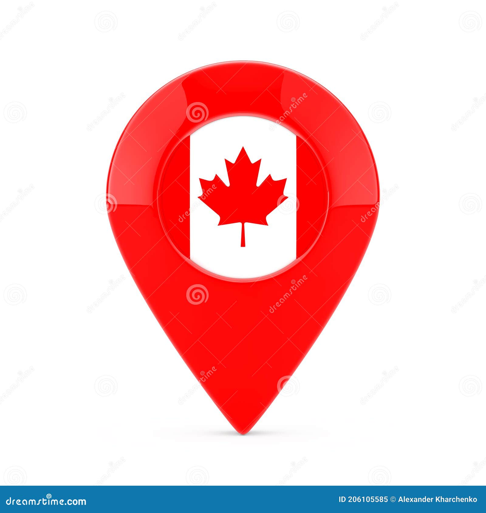 Map Pointer Pin with Canadian Flag. 3d Rendering Stock Illustration ...