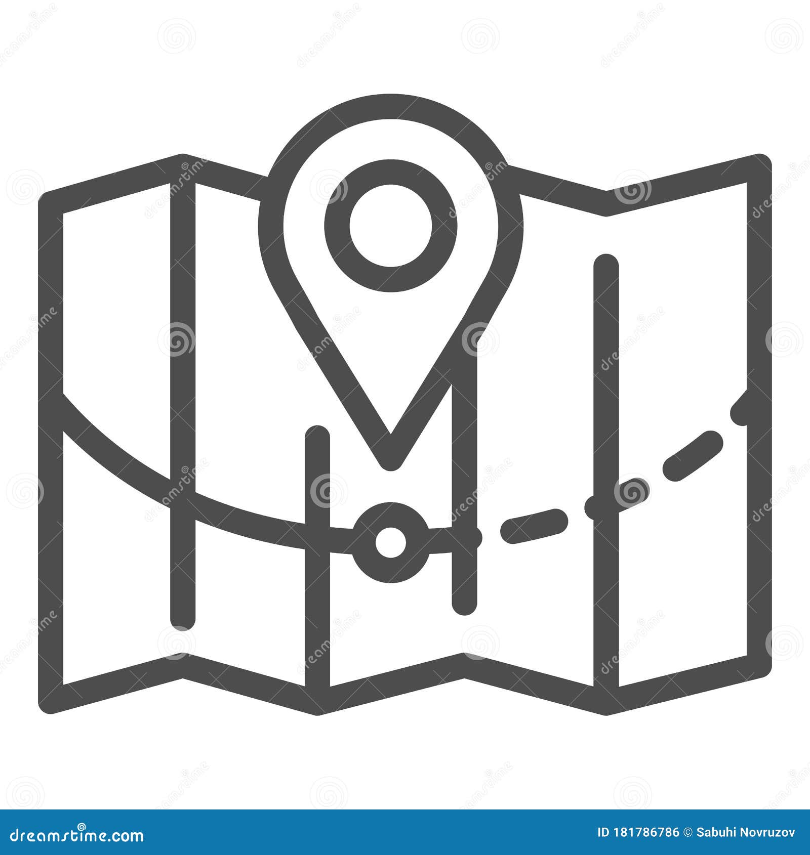 Map with Pointer and Route Line Icon, Shipping Delivery Service Symbol ...