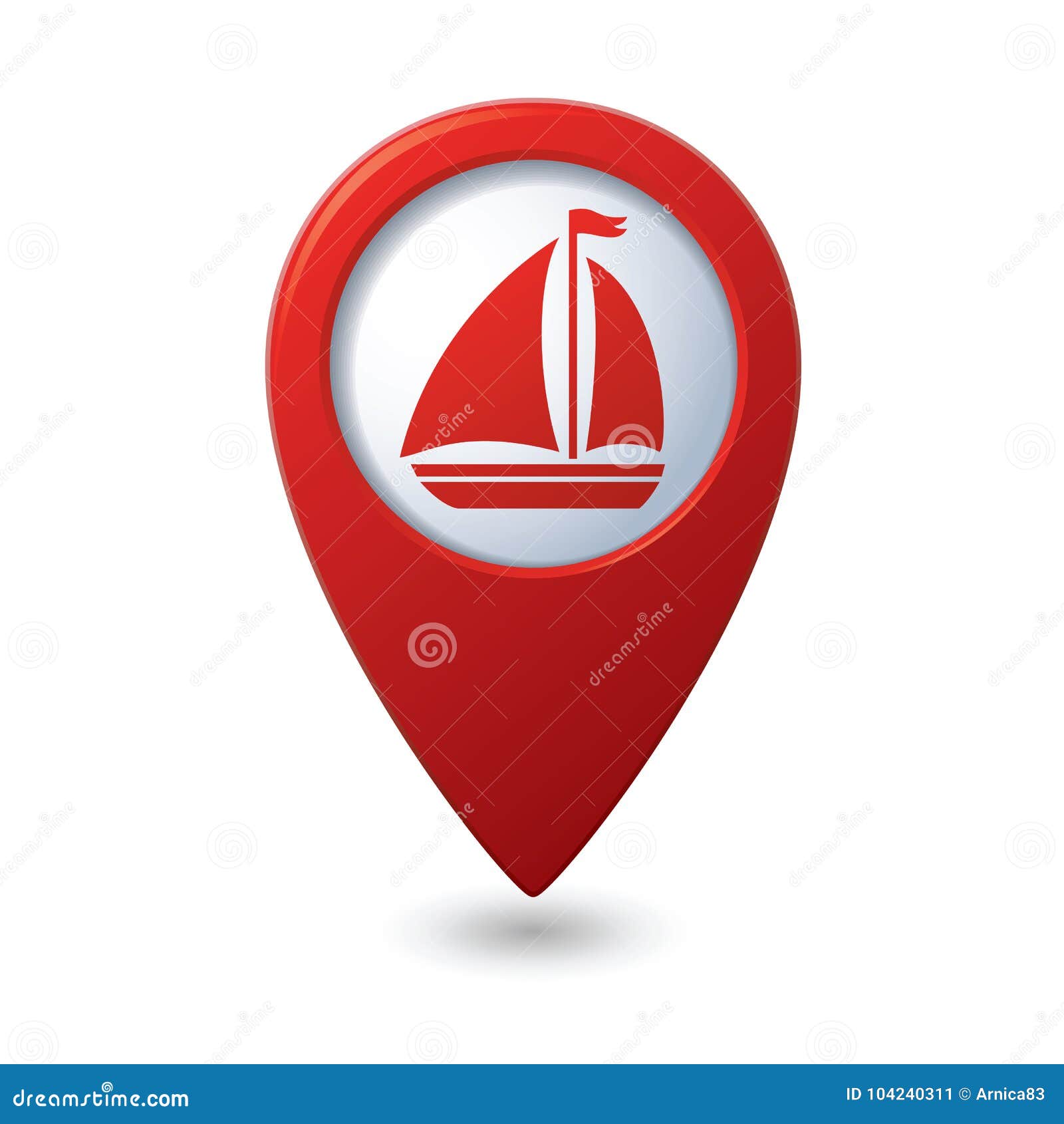 Map Pointer with Sailboat Icon Stock Vector - Illustration of pointer ...