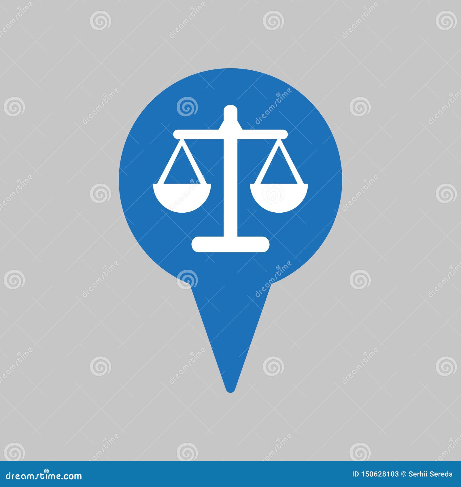 Map Pointer with Scales Icon on Grey Background Stock Illustration ...