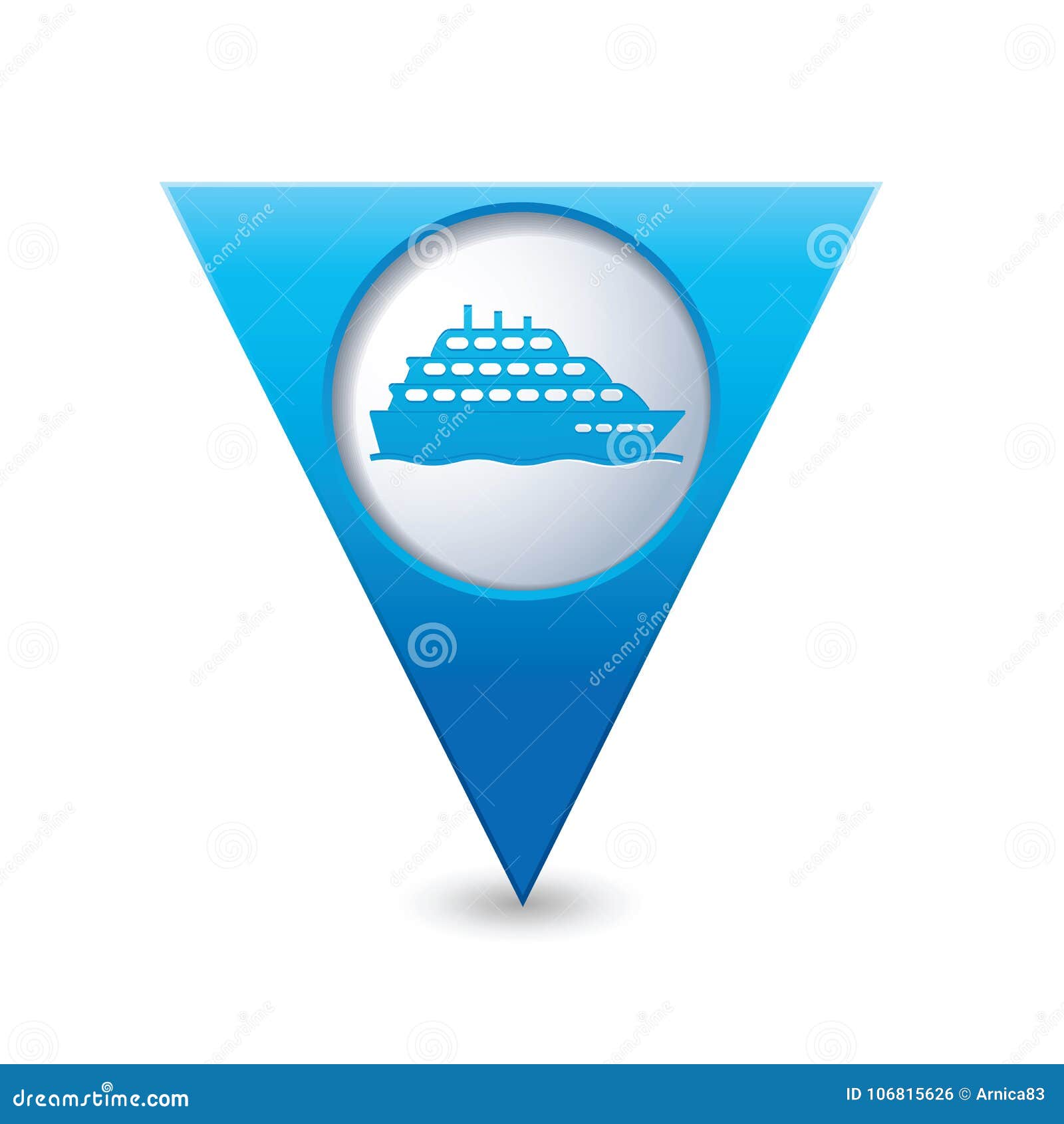Map pointer with ship icon stock vector. Illustration of navigation ...