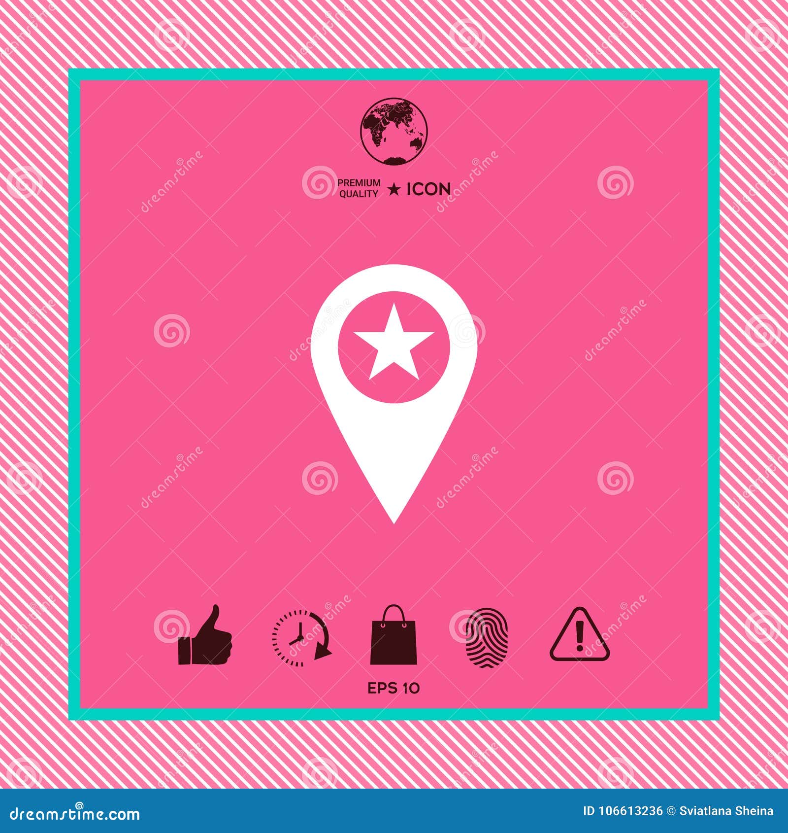 Map pointer with star stock vector. Illustration of isolated - 106613236
