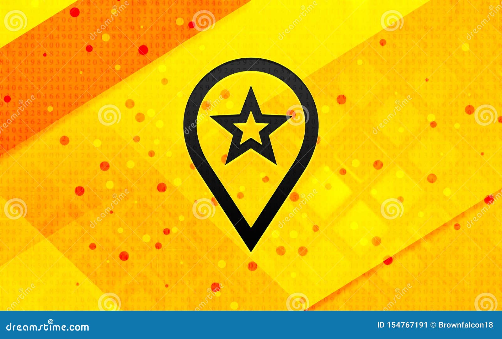 Map Pointer Star Icon Abstract Digital Banner Yellow Background Stock ...