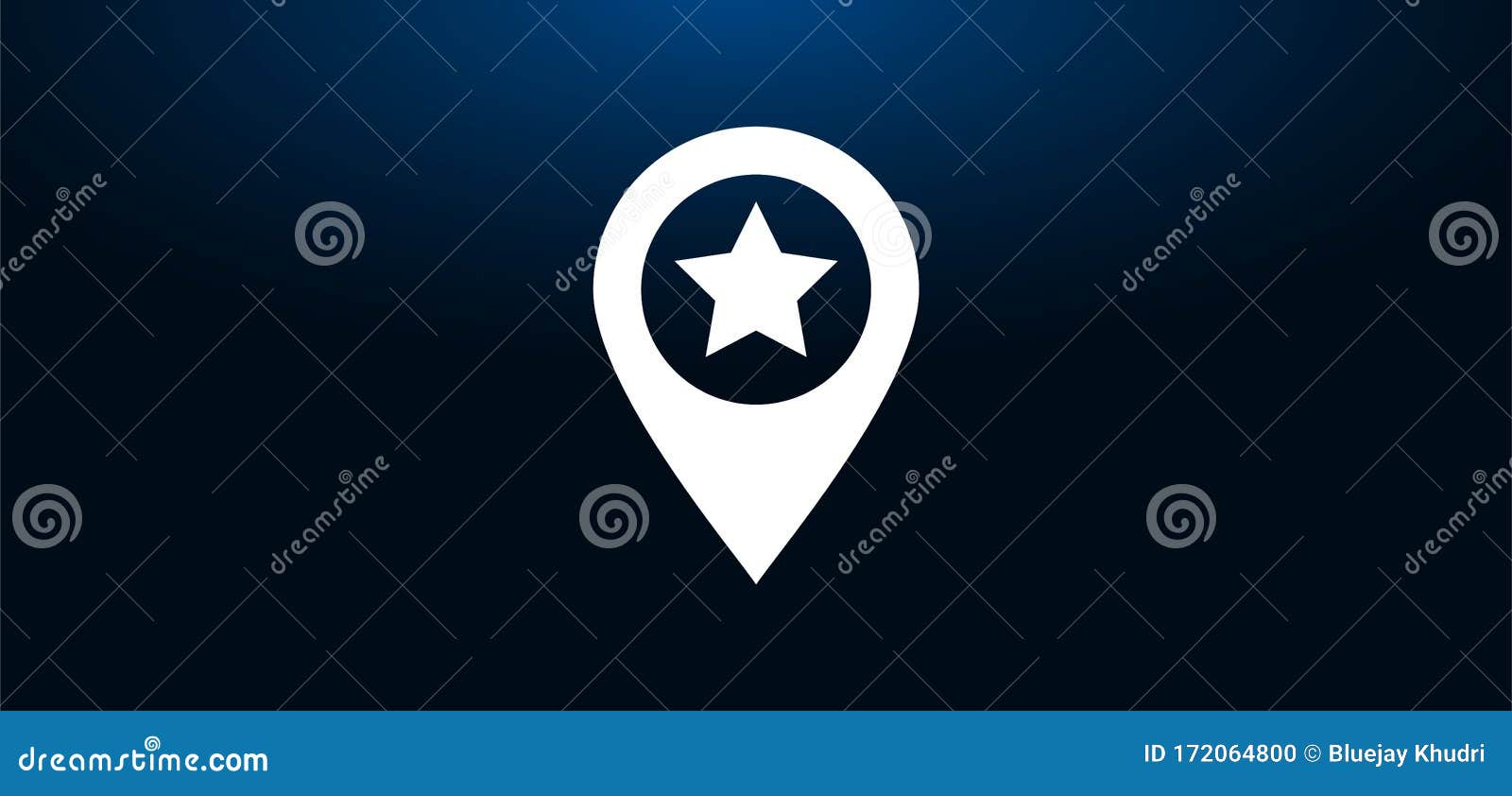 Map Pointer Star Icon Crystal Blue Banner Background Stock Illustration ...