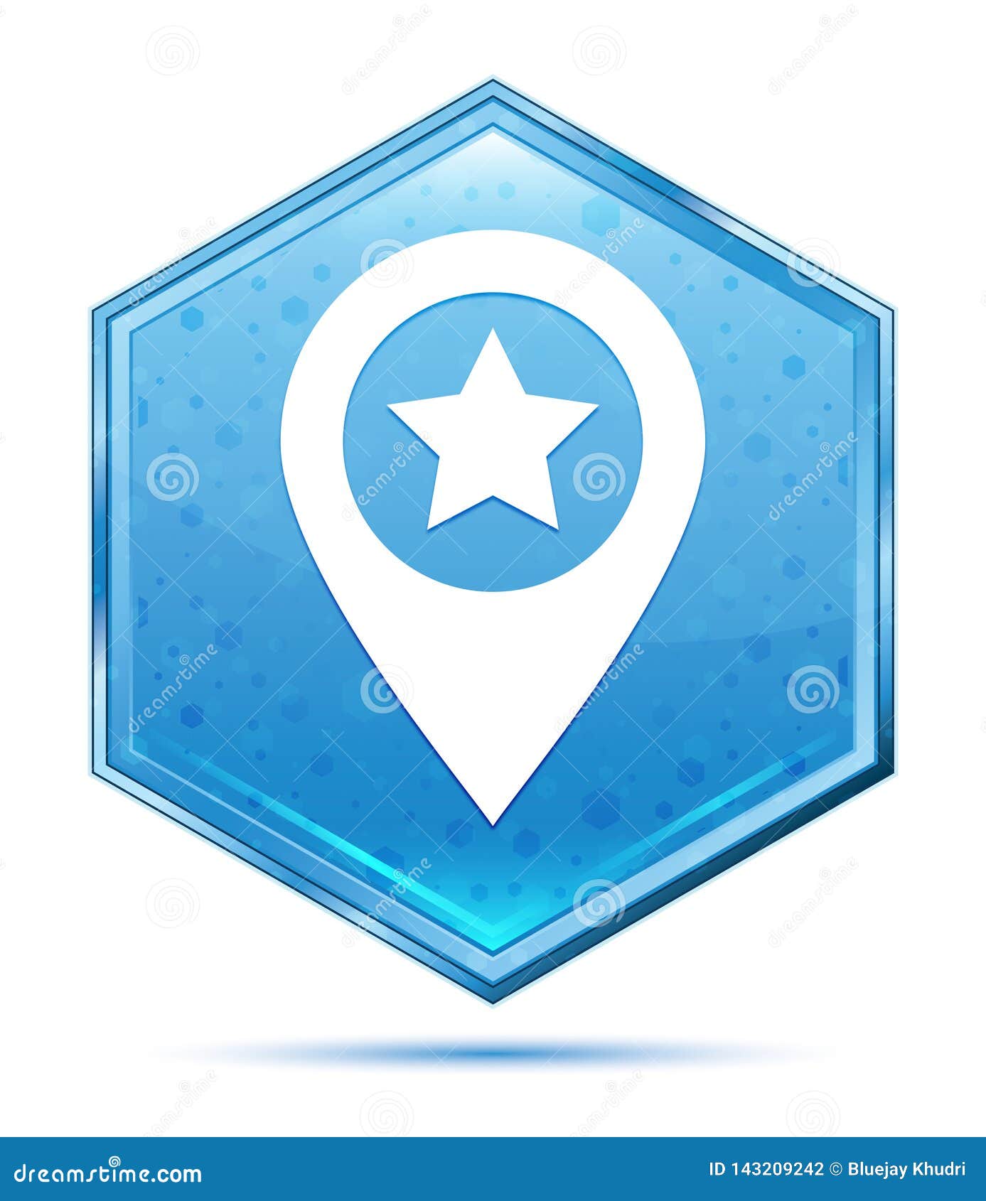 Map Pointer Star Icon Crystal Blue Hexagon Button Stock Illustration ...