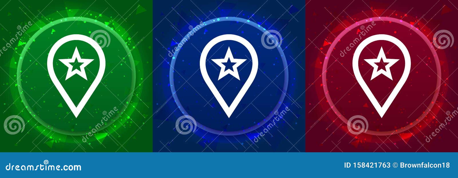 Map Pointer Star Icon Elegant Modern Design Abstract Buttons Set ...