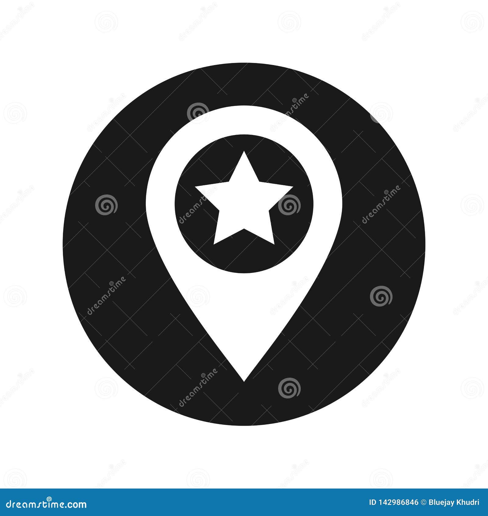 Map Pointer Star Icon Flat Black Round Button Vector Illustration Stock ...