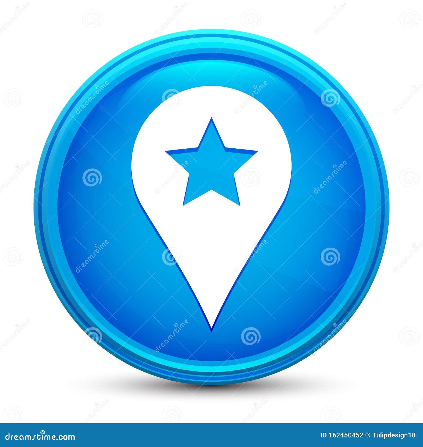 Map Pointer Star Icon Glass Shiny Blue Round Button Isolated Design ...