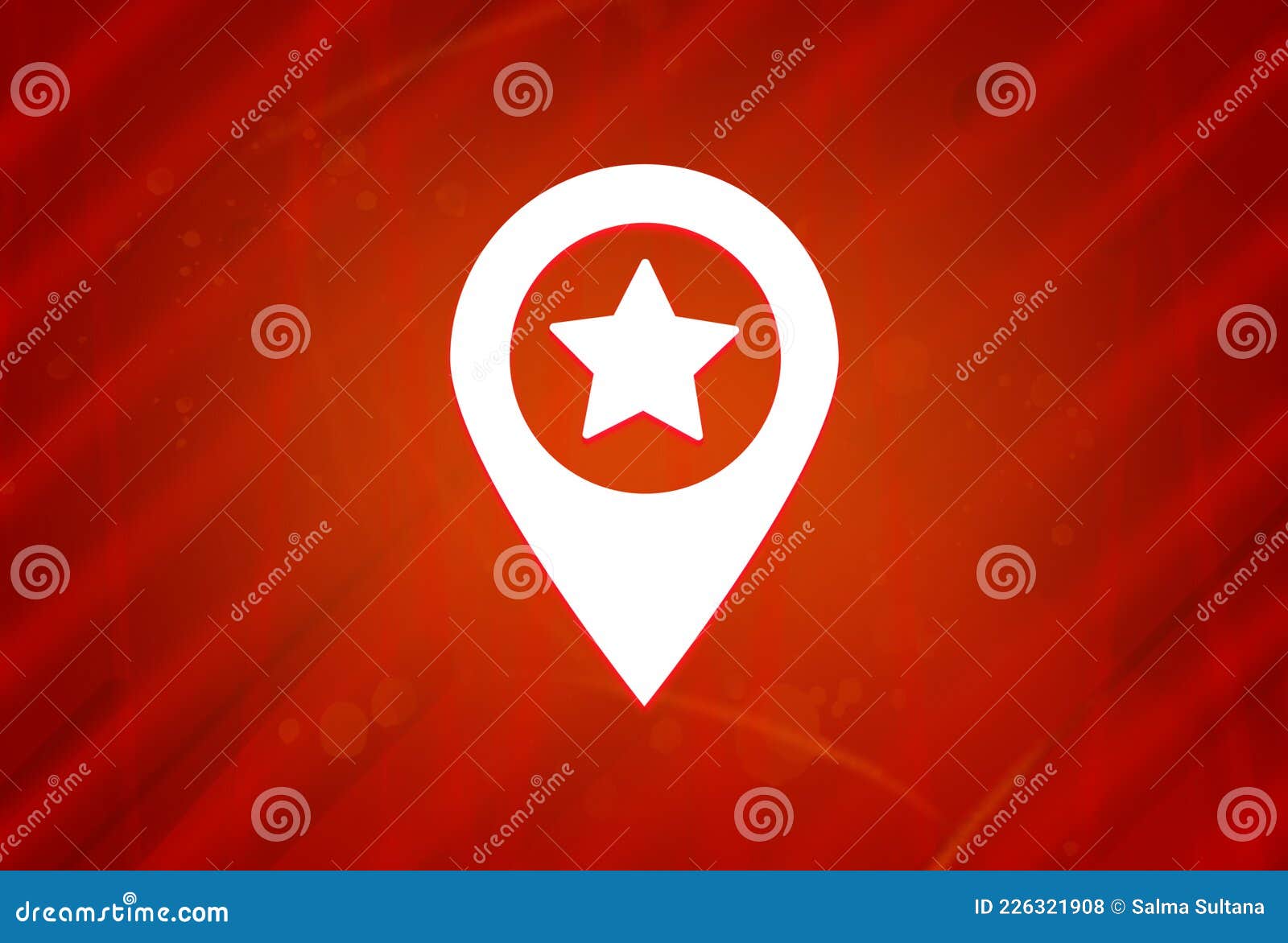 Map Pointer Star Icon Isolated on Abstract Red Gradient Magnificence ...