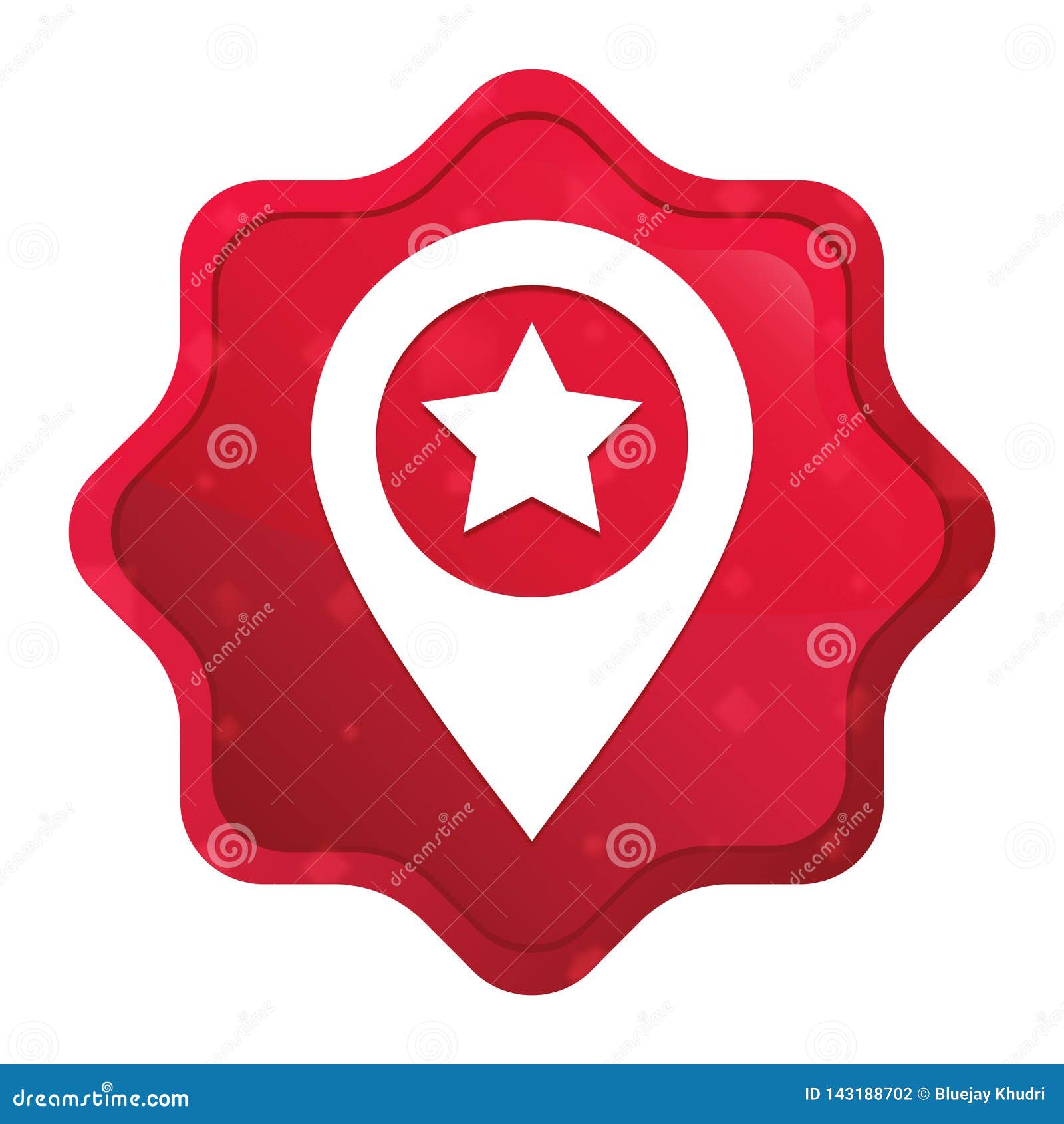 Map Pointer Star Icon Misty Rose Red Starburst Sticker Button Stock ...