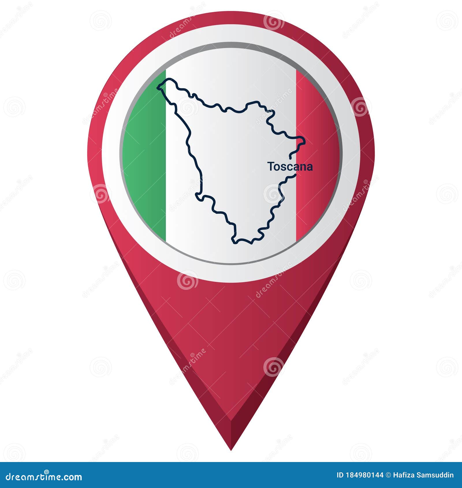 Map Pointer with Toscana Map. Vector Illustration Decorative Design ...