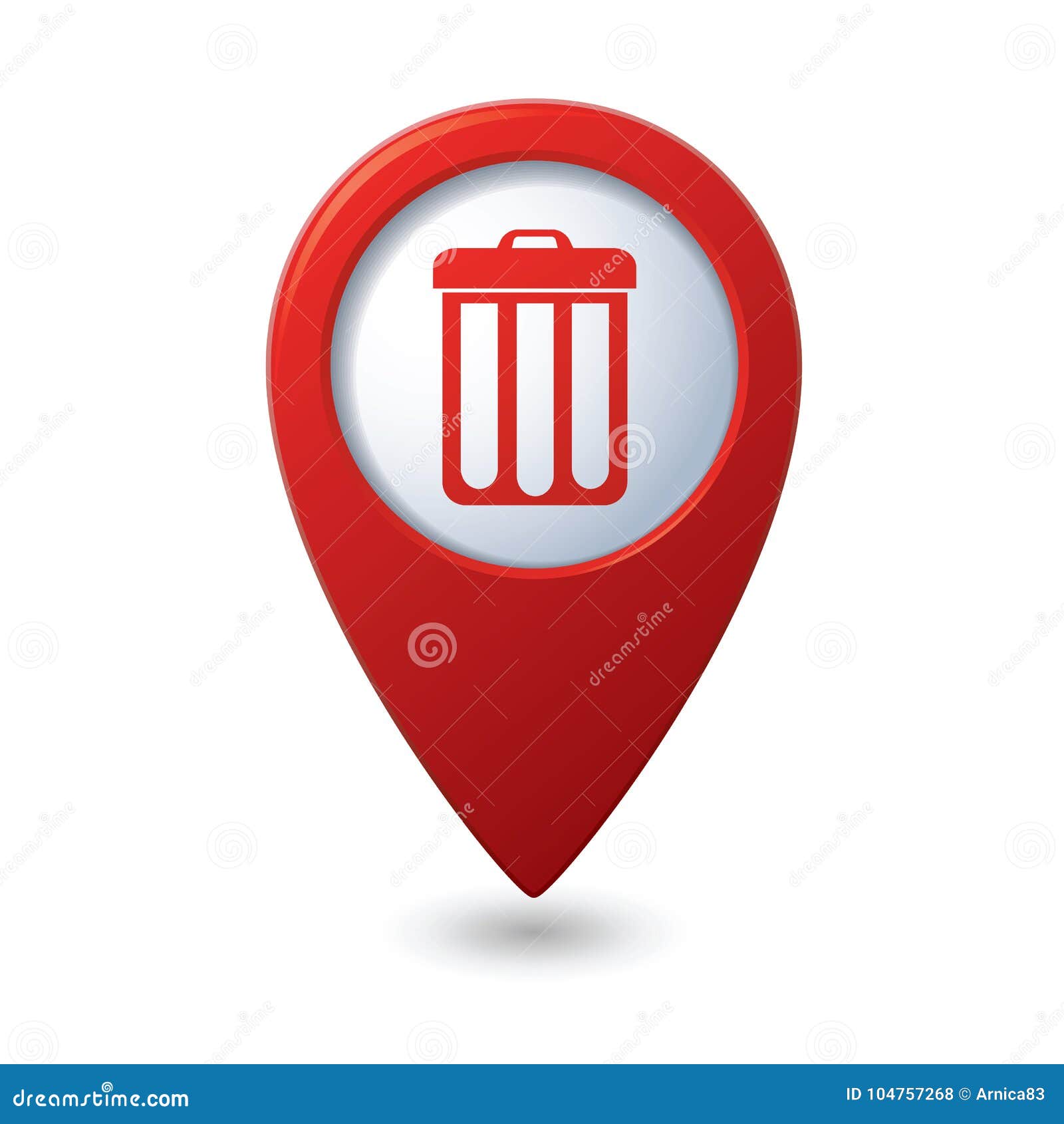 Map Pointer with Trash Can Icon Stock Vector - Illustration of office ...