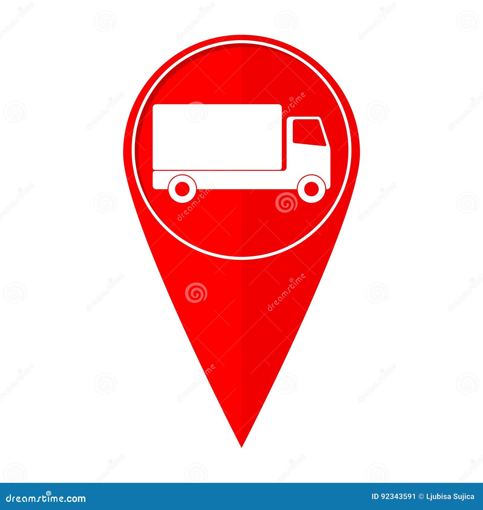 Set Of Map Pointer With Truck Icon. Red Map Pin. Truck Path And Not ...