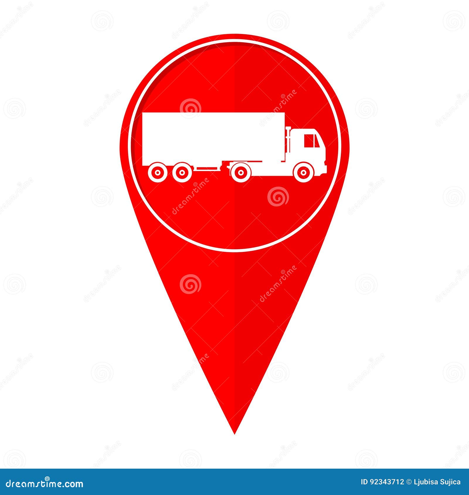 Set Of Map Pointer With Truck Icon. Red Map Pin. Truck Path And Not ...